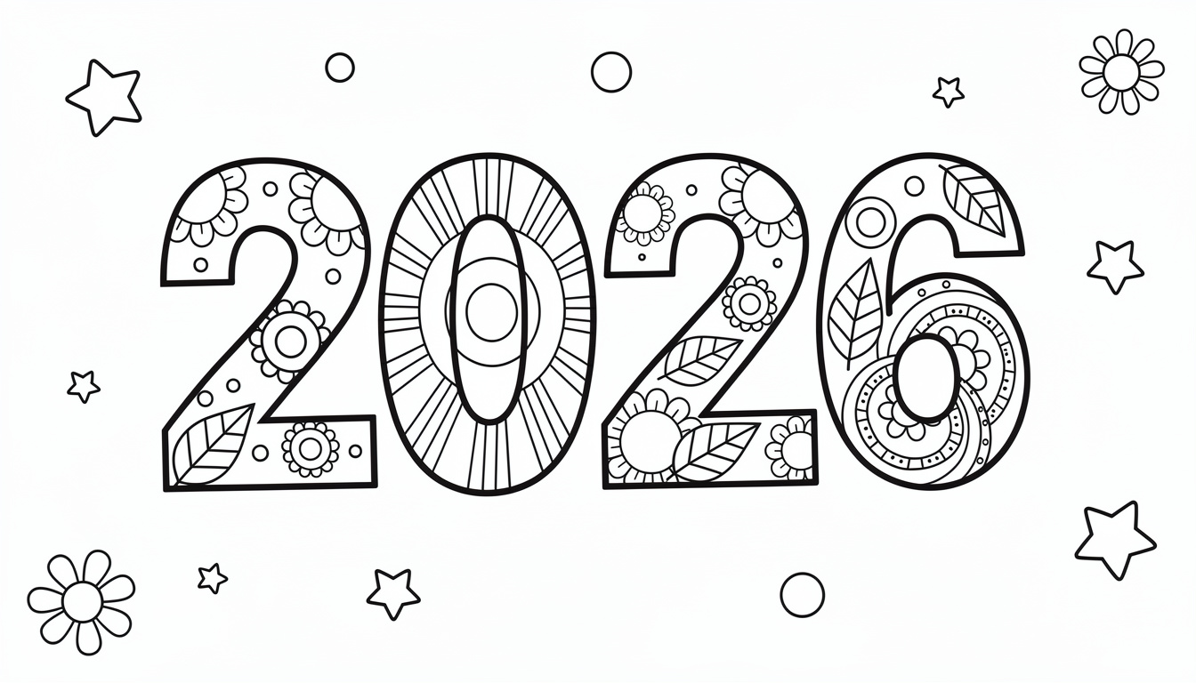 2026 New Year Mandala Coloring Page | Free PDF | Colorazen