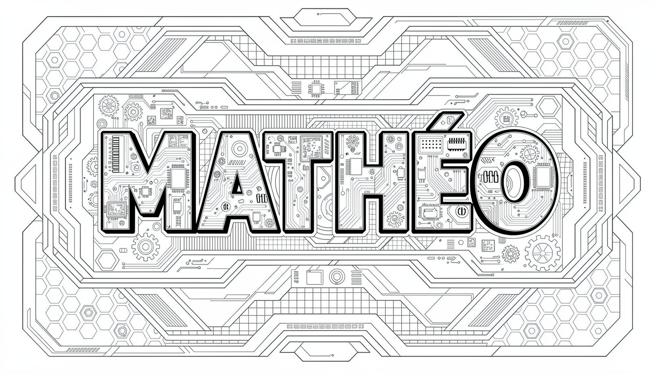 Mathéo Tech Name Coloring Page | Free PDF | Colorazen