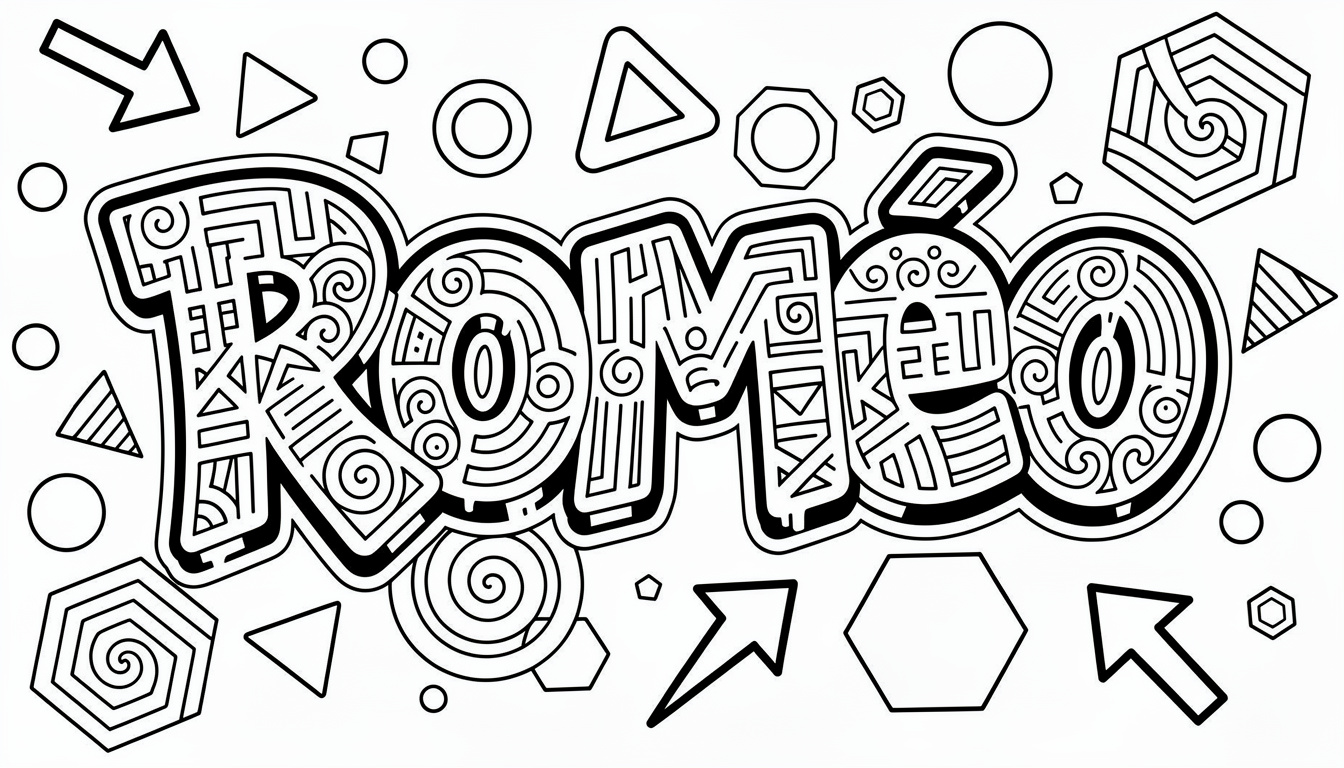 Coloriage Nom Graffiti ROMÉO | PDF Gratuit | Colorazen
