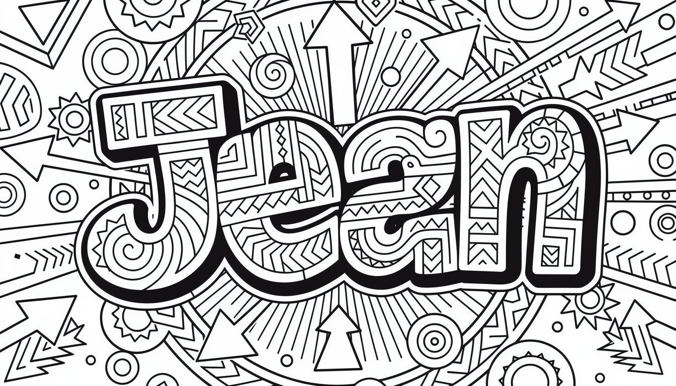 Jean Graffiti Name Coloring Page | Free PDF | Colorazen
