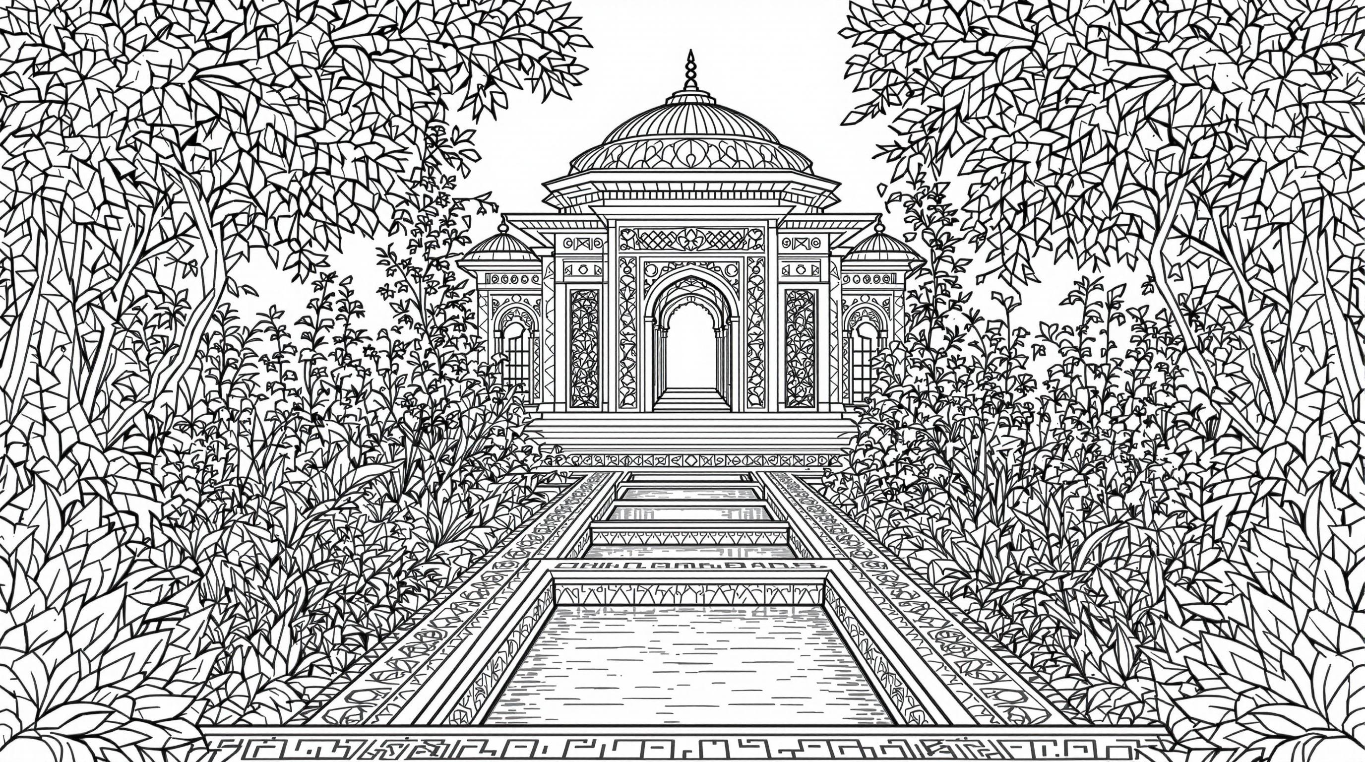 Persian Garden Pavilion Coloring Page | Free PDF | Colorazen