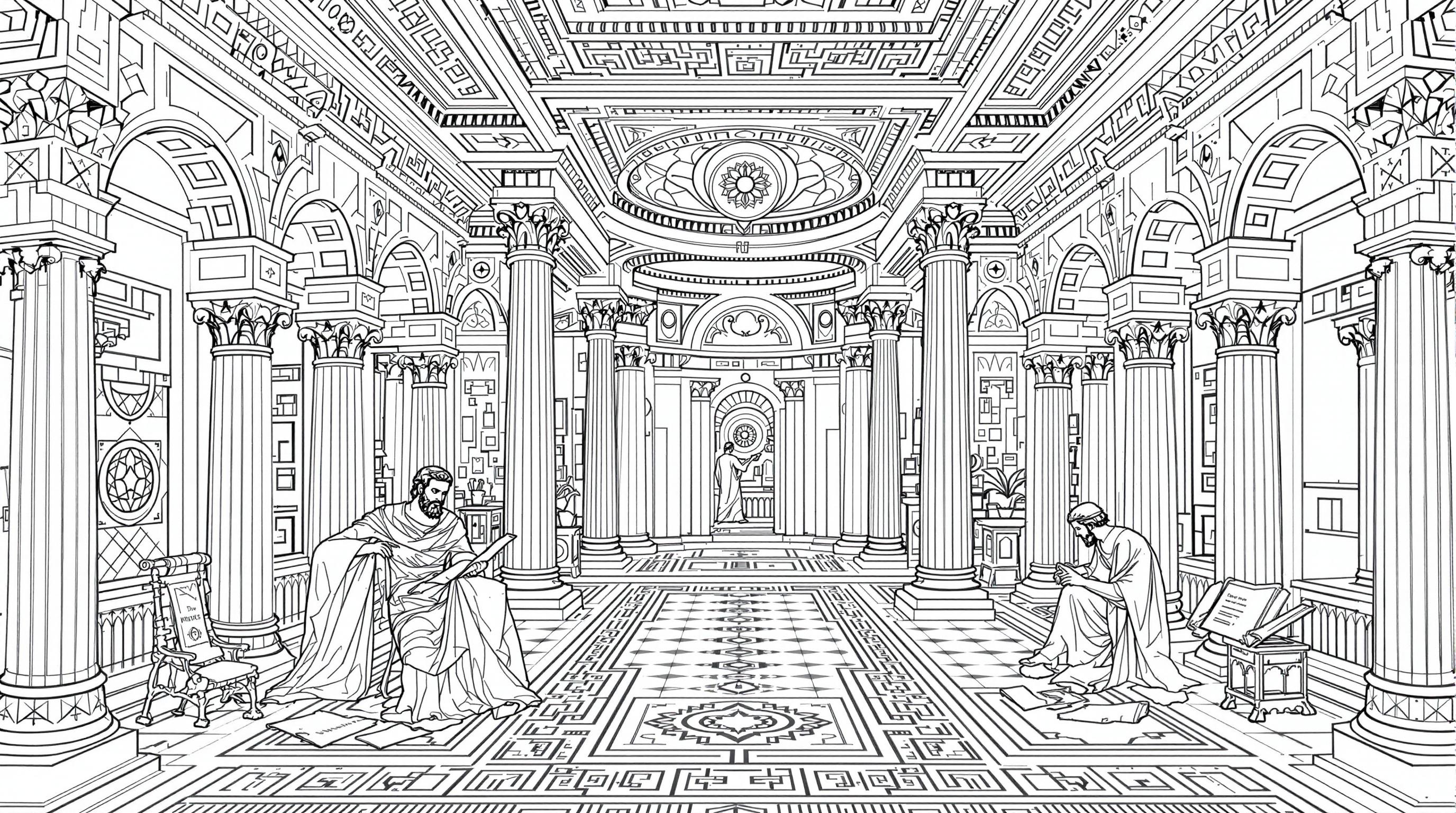 School of Athens Plato and Aristotle Coloring Page | Colorazen