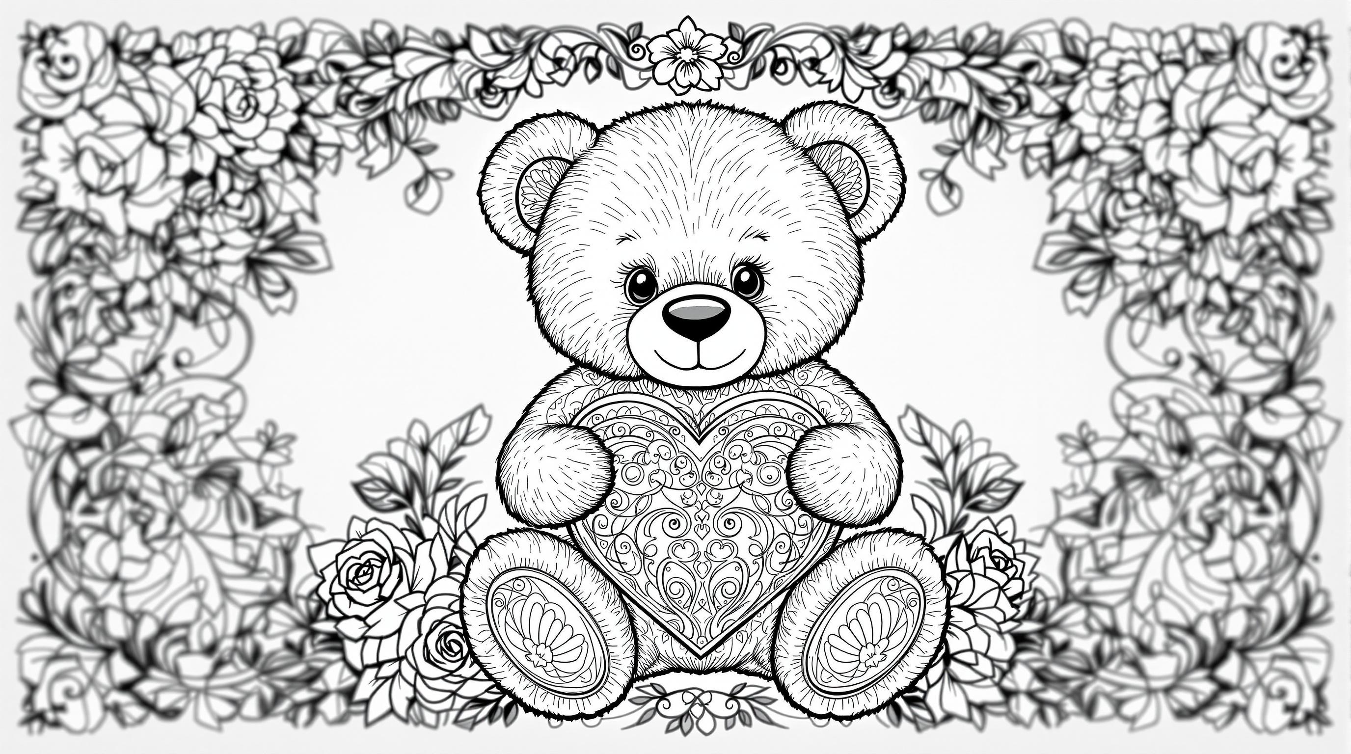 Teddy Bear Valentine Coloring Page | Free PDF | Colorazen