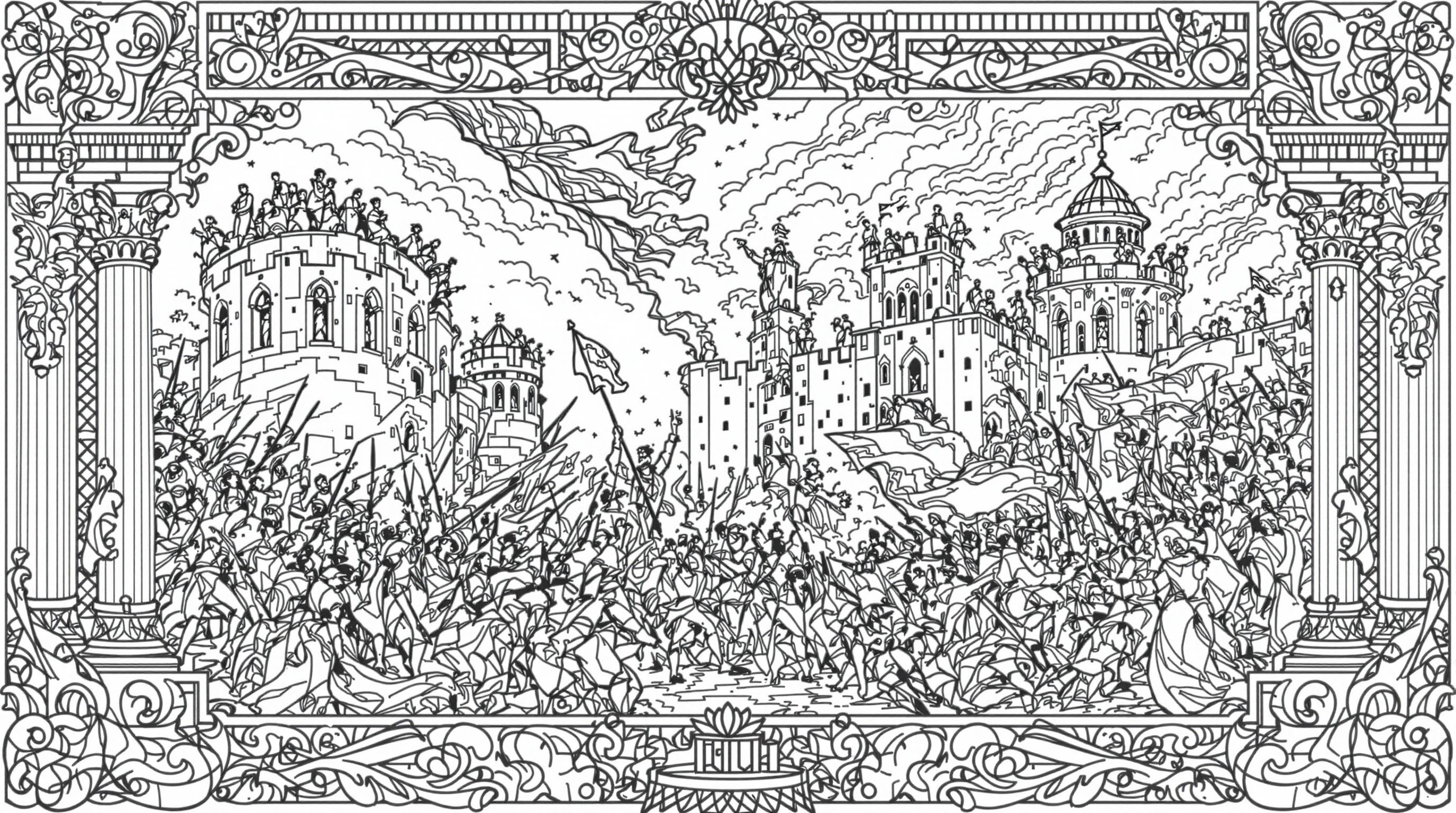 Bastille Baskını - Barok Tarzı Yetişkin Boyama Sayfası | Colorazen