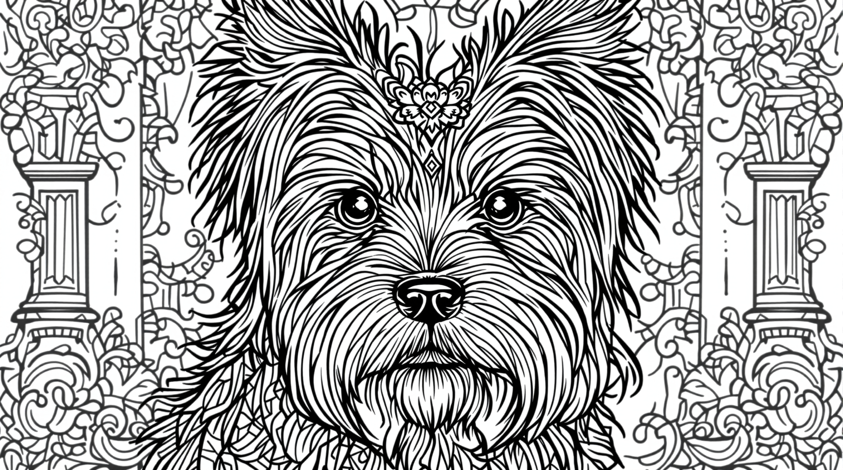 Victorian Yorkshire Terrier Adult Coloring Page | Colorazen