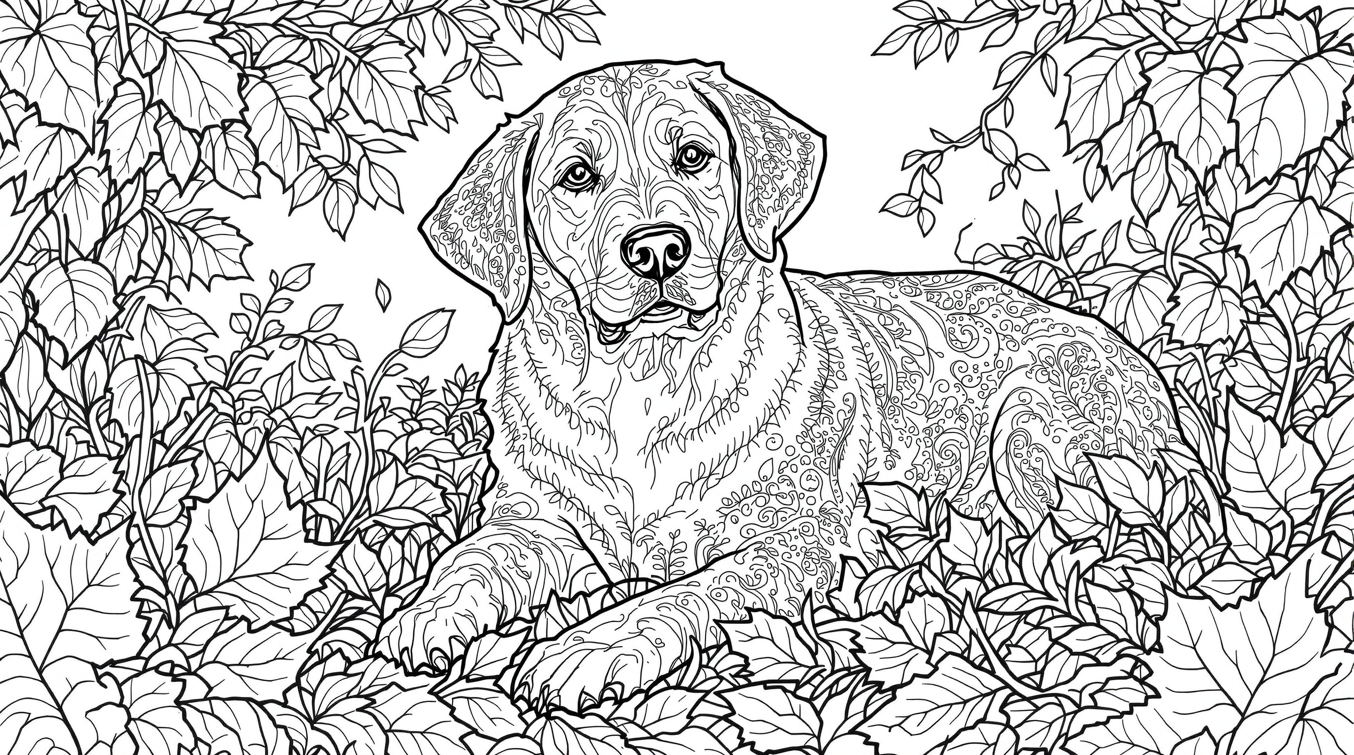 Página para colorear de Labrador Retriever con patrones naturales ...