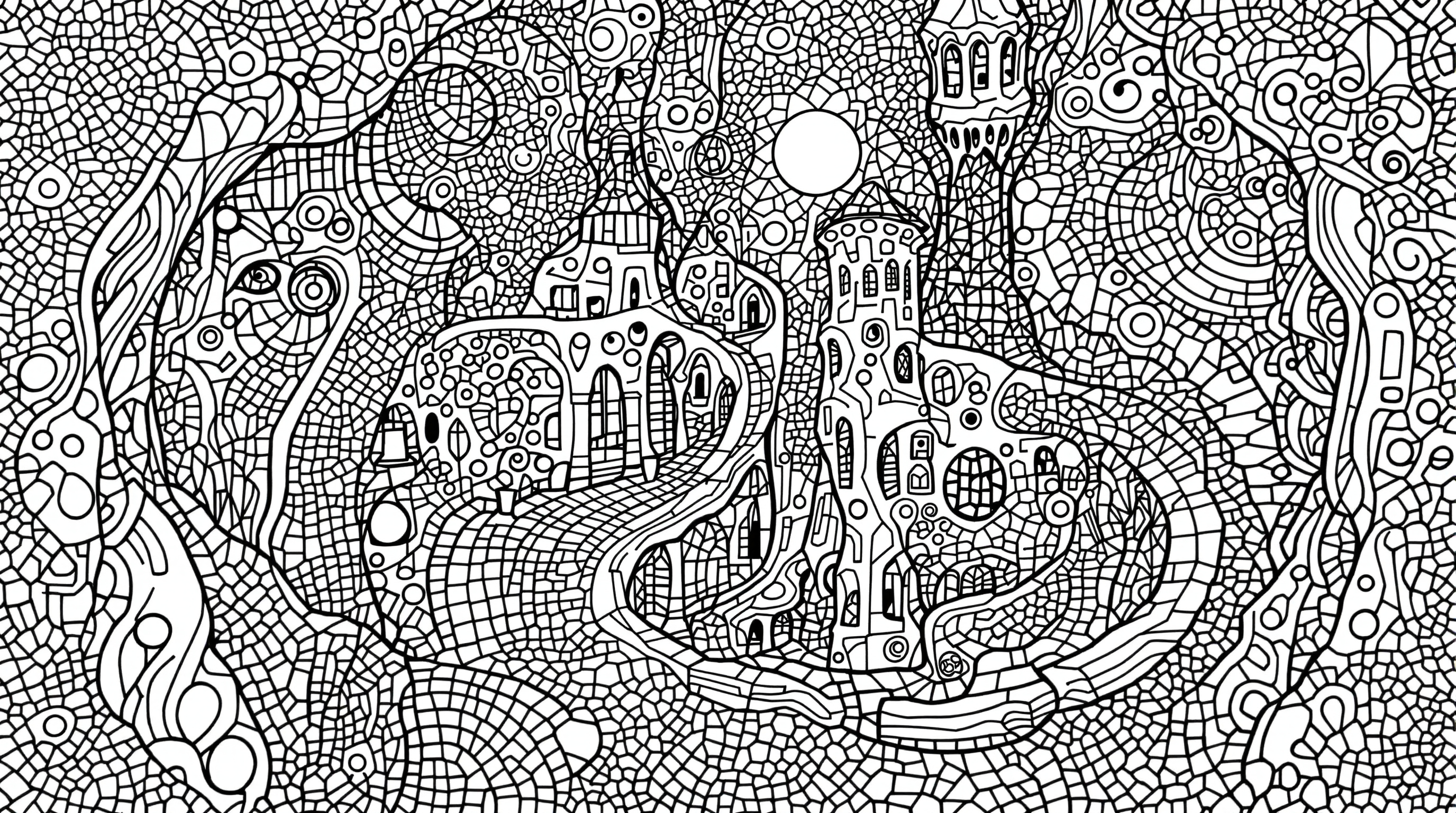 Gaudí Mosaic Architecture Coloring Page | Free PDF | Colorazen