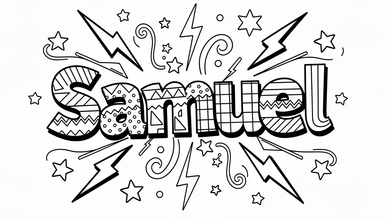 Coloriage Prénom Samuel - Lettres 3D et Étoiles | PDF Gratuit | Colorazen