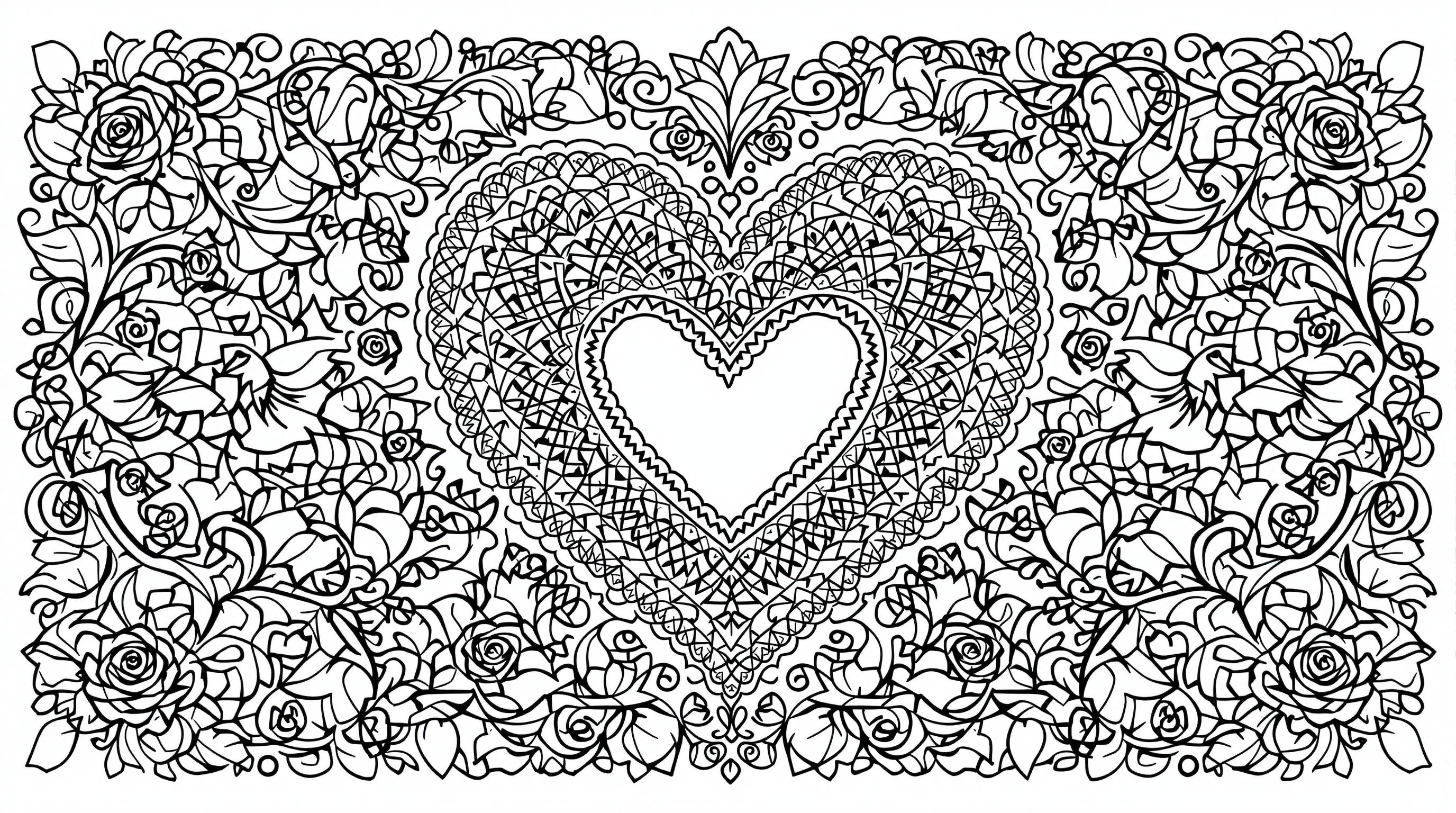 Rose And Heart Drawing Printable Coloring Of Valentine Heart With