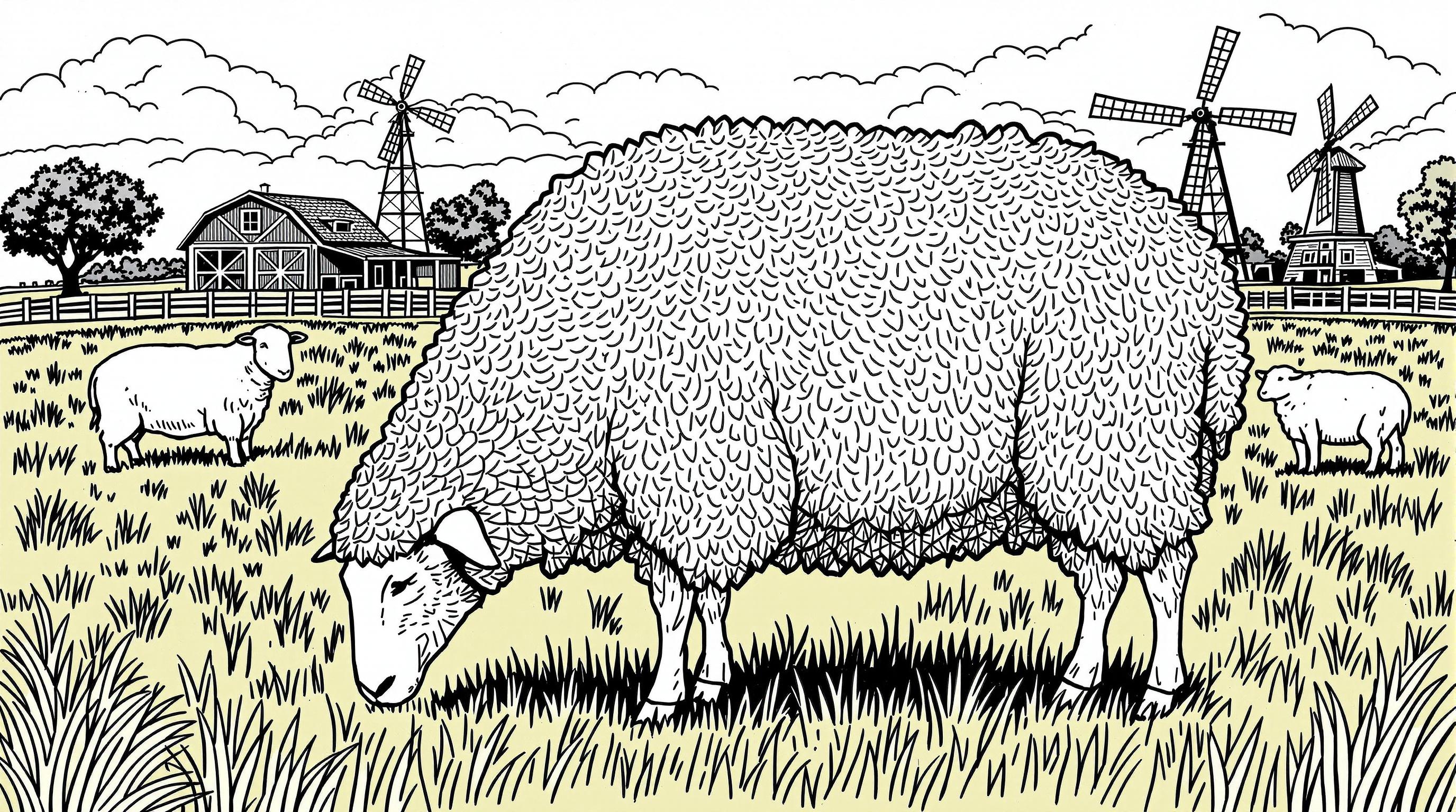 Pastoral Farm Sheep Coloring Page | Free PDF | Colorazen