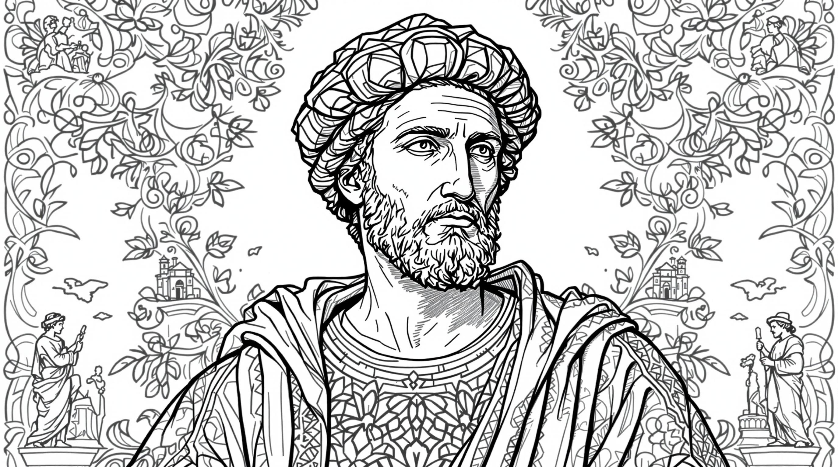 Michelangelo Renaissance Portrait Coloring Page | Colorazen