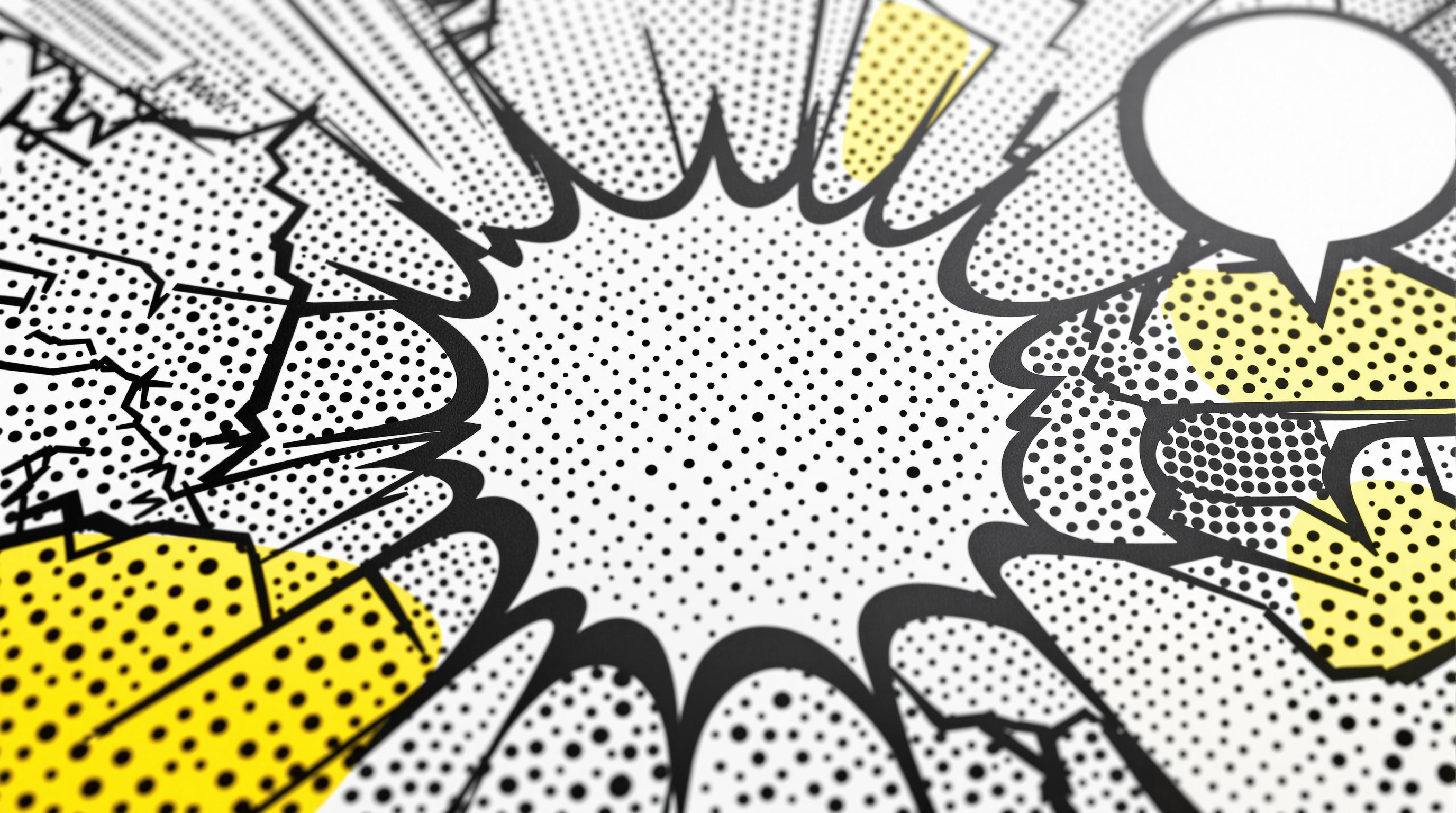 Lichtenstein Pop Art Explosion Coloring Page | Free PDF | Colorazen