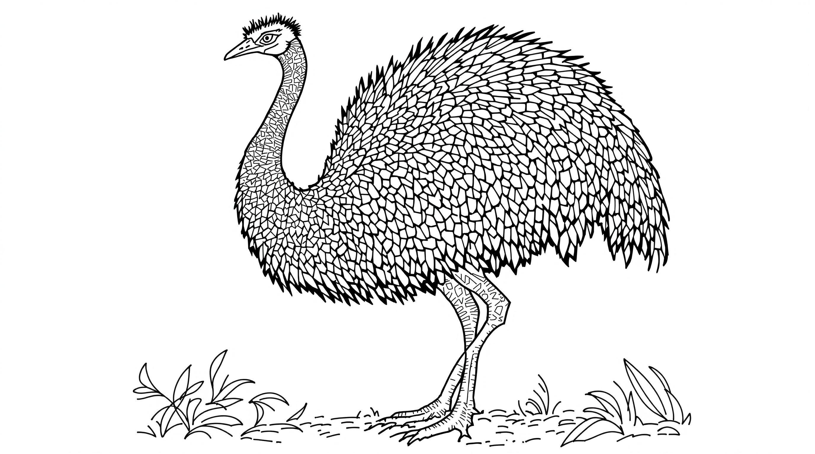 Detailed Emu Adult Coloring Page | Australian Wildlife Line Art | Colorazen