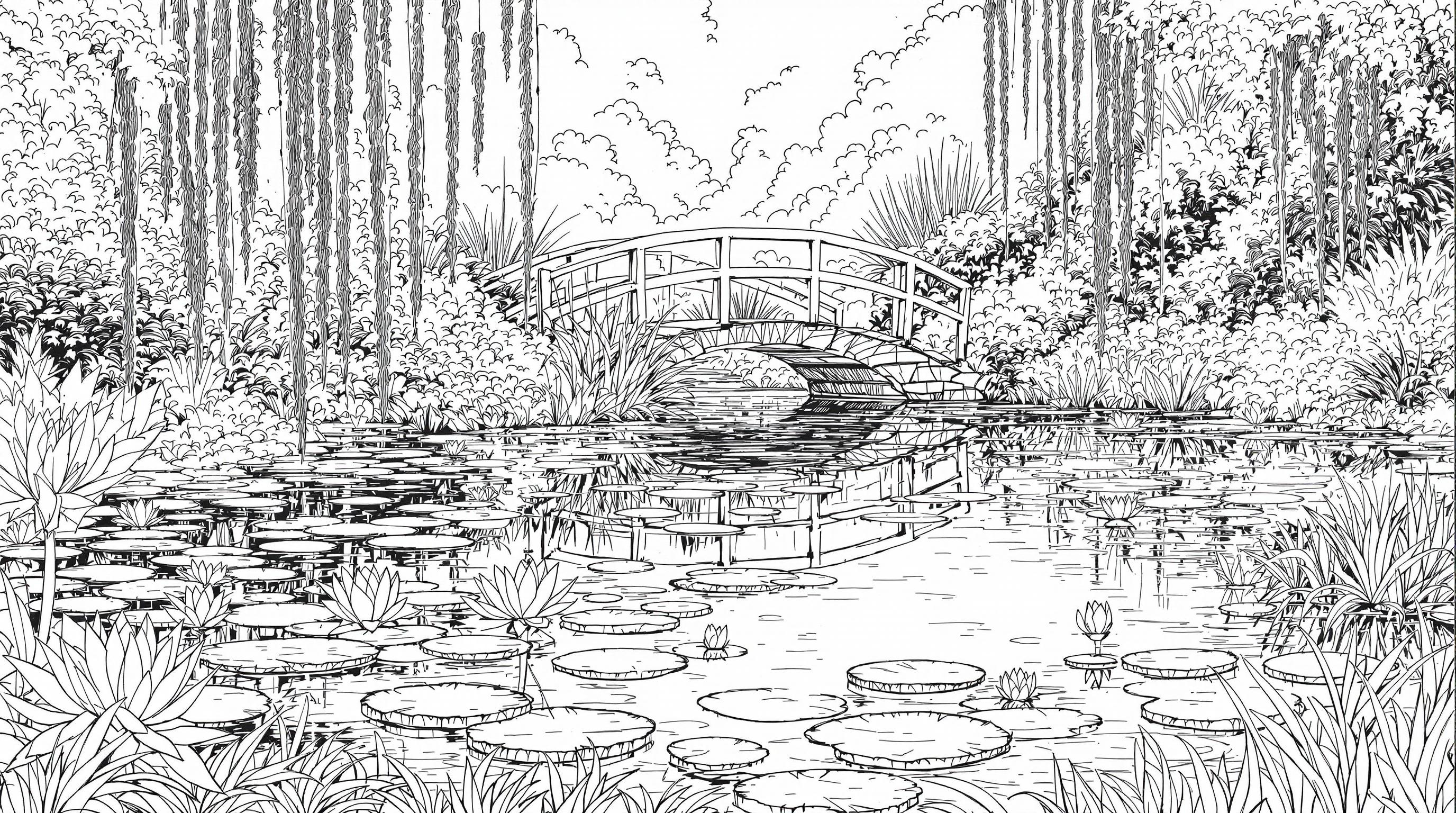 Monet's Water Lilies Coloring Page | Famous Art Coloring Sheet | Colorazen