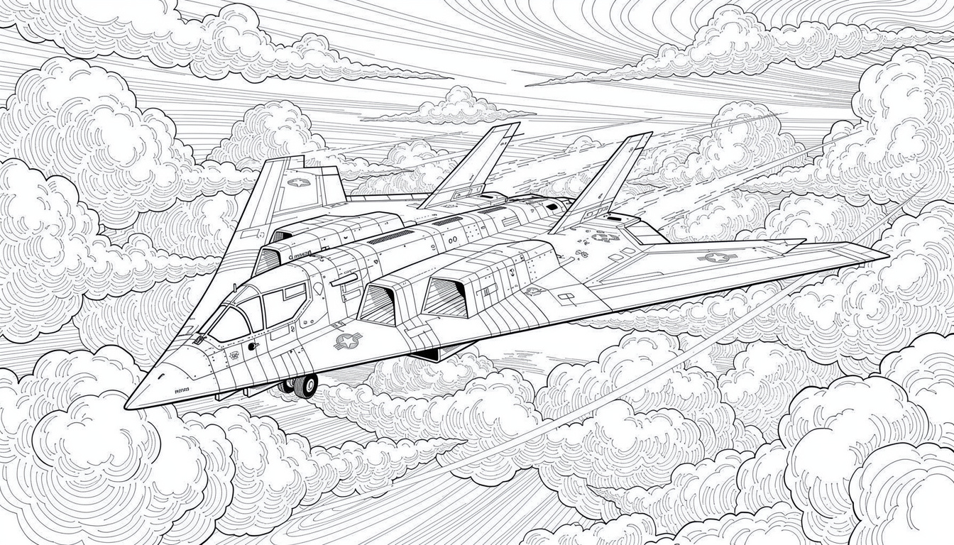 Stealth Fighter Aircraft Coloring Page | Colorazen