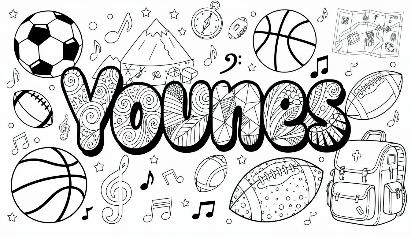 Coloriage Nombre Younes Zentangle | PDF Gratis | Colorazen