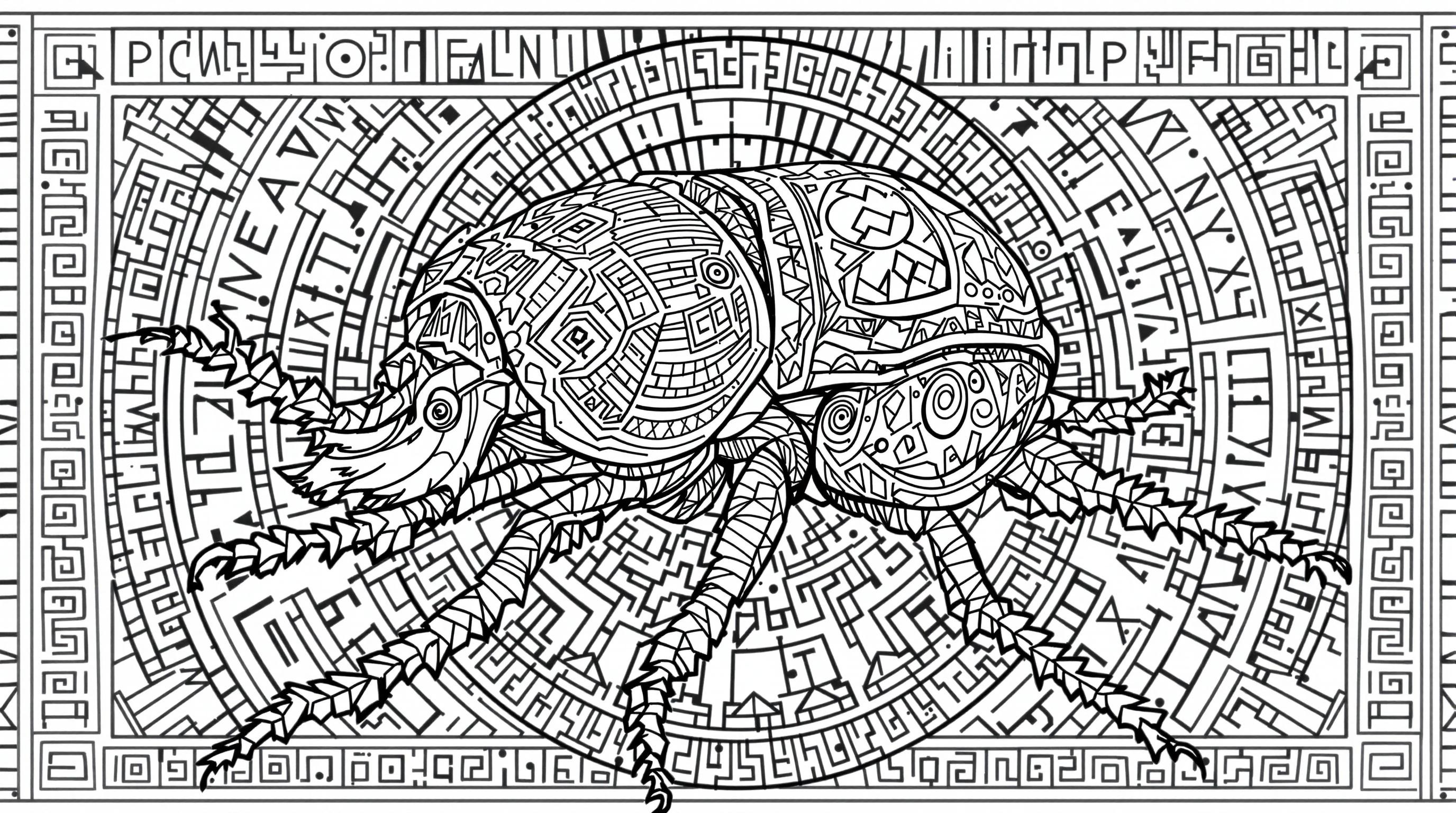 Sacred Scarab Beetle Coloring Page | Free PDF | Colorazen