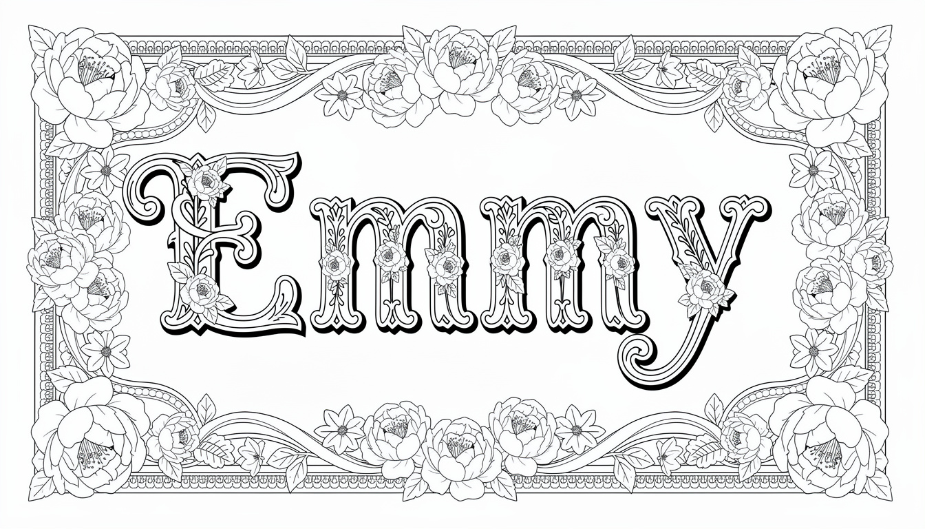 Página para Colorear Nombre Emmy - Floral Victoriano | PDF Gratis ...