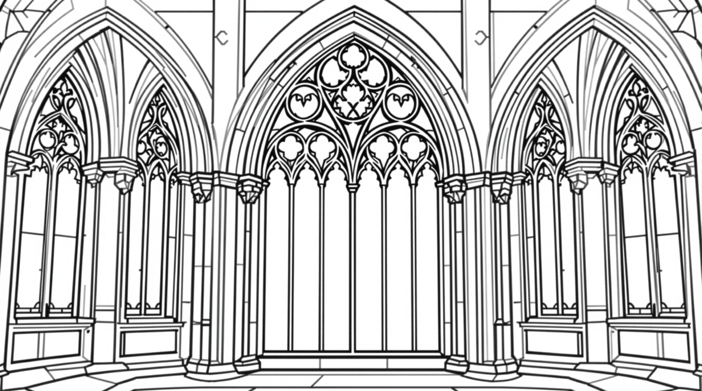 Gothic Stained Glass Window Coloring Page | Medieval Art Template ...