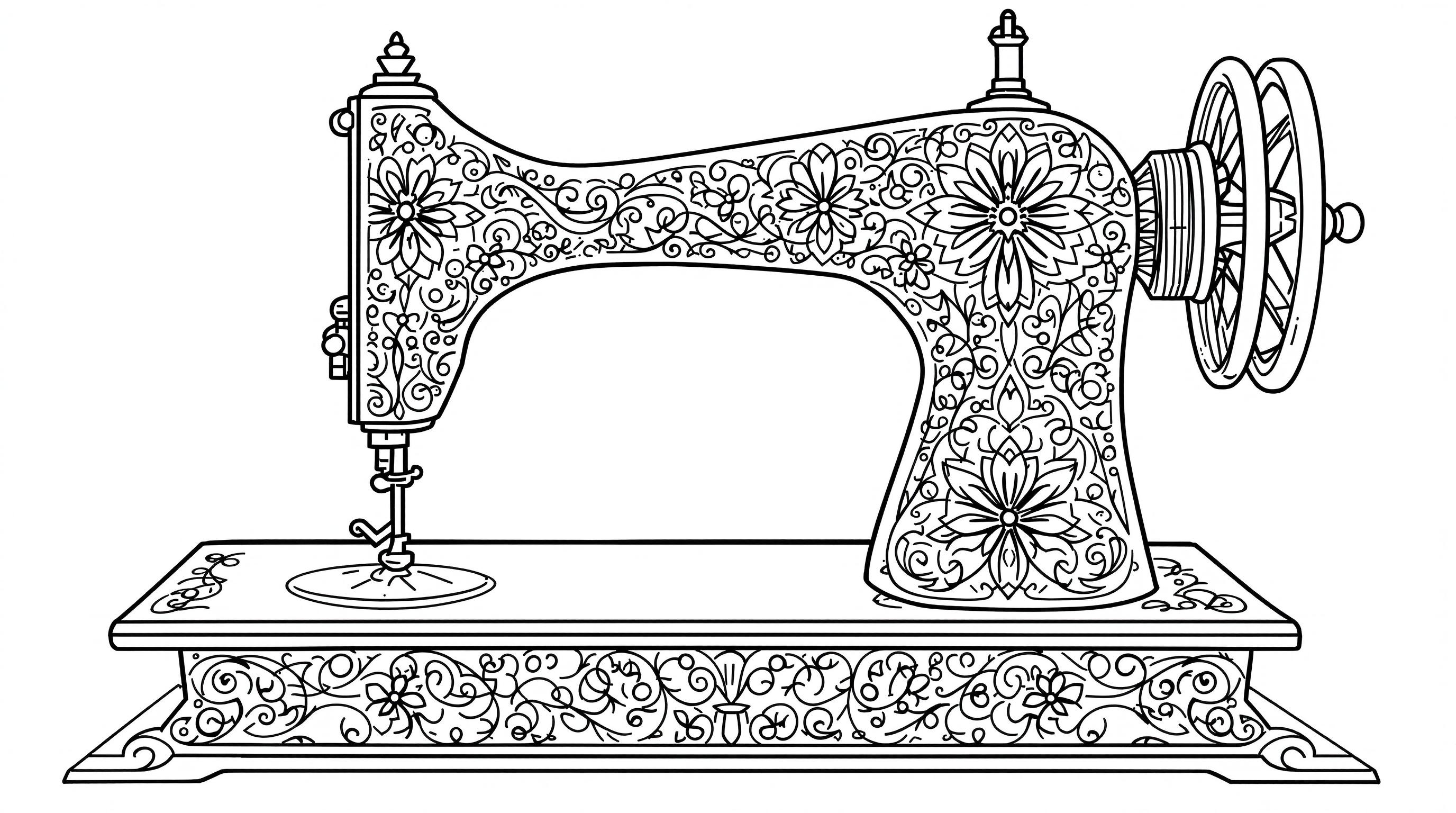 Vintage Sewing Machine Coloring Page | Free PDF | Colorazen