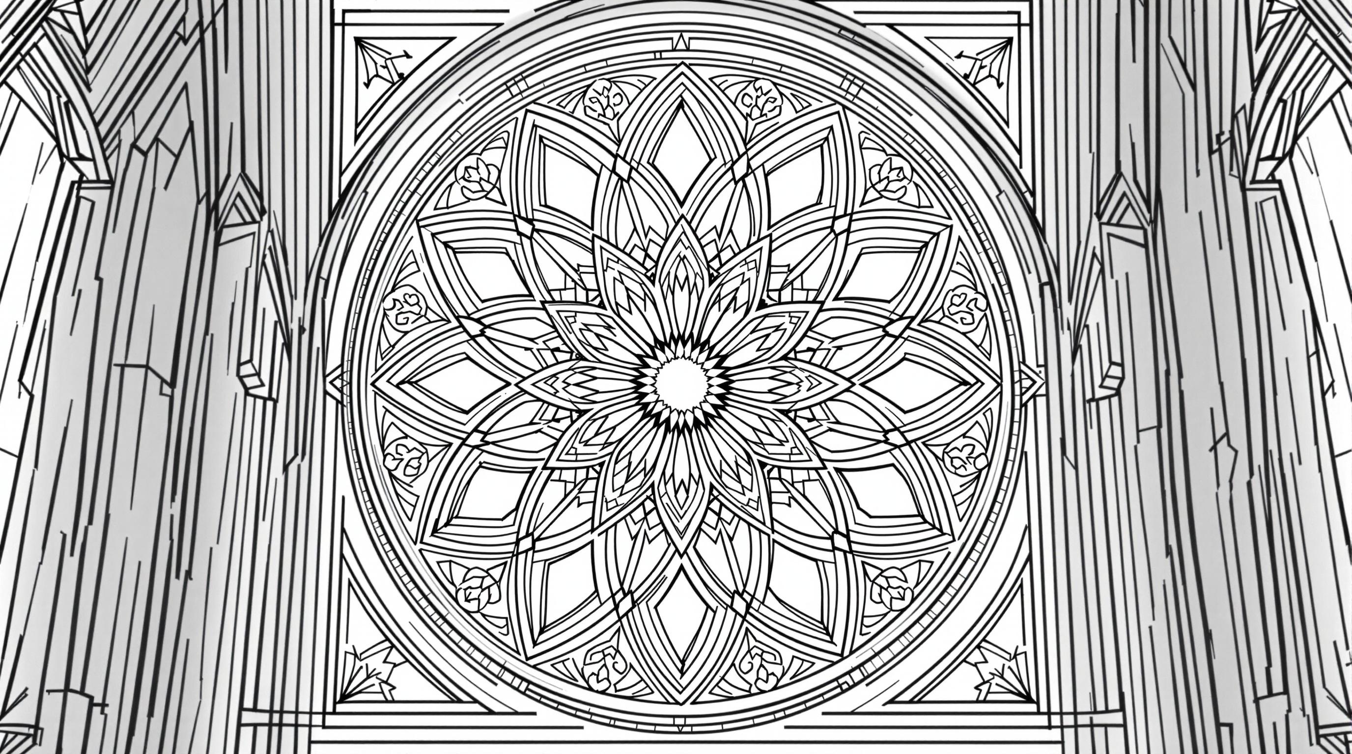 Gothic Rose Window Coloring Page | Free PDF | Colorazen