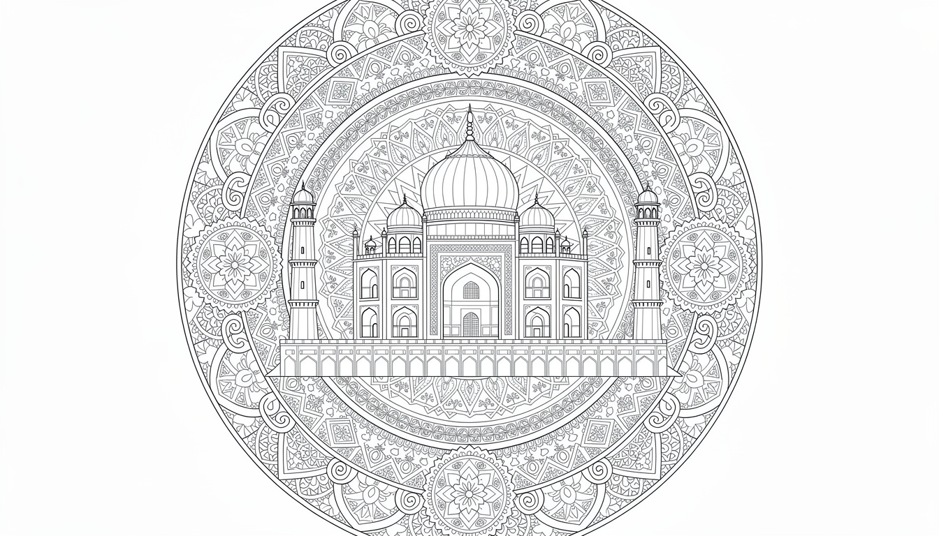 Taj Mahal Mandala Målarbild | Gratis PDF | Colorazen