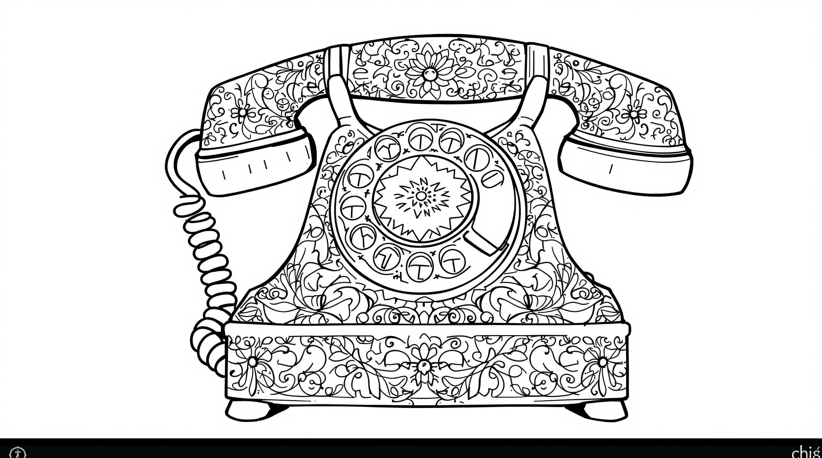 Vintage Rotary Phone Coloring Page | Free PDF | Colorazen