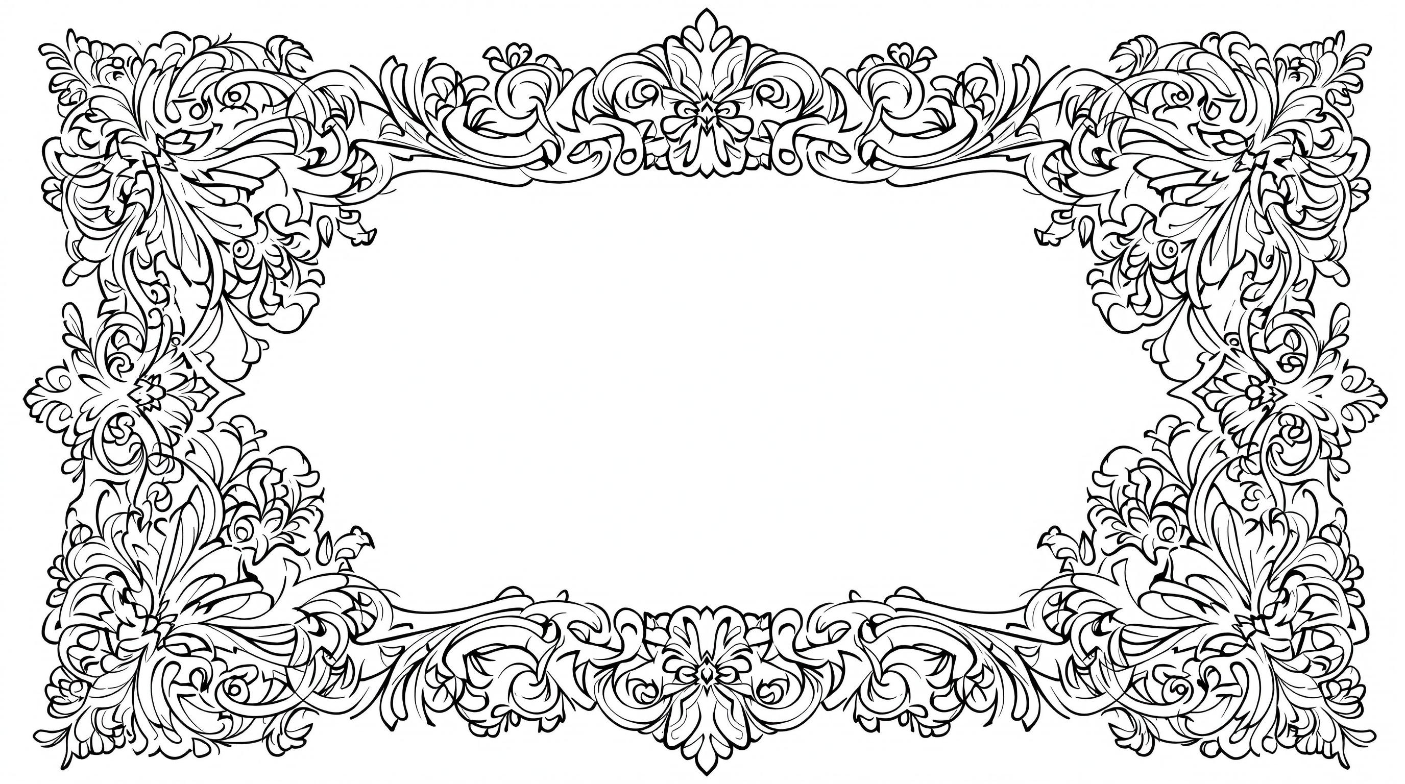 Baroque Frame Adult Coloring Page | Ornate Floral Design | Colorazen
