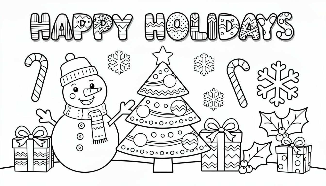 Página Colorear Felices Fiestas Zentangle - Descarga PDF Gratis | Colorazen