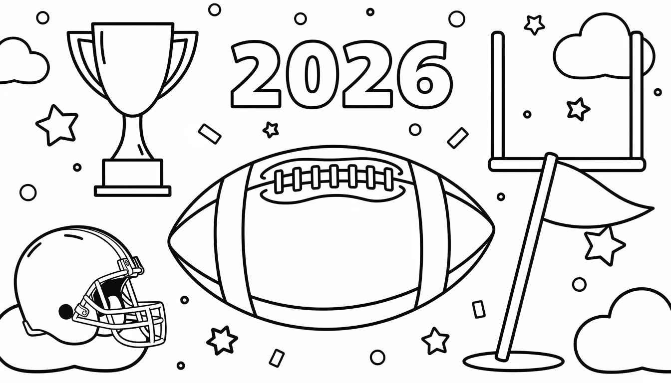 2026 Super Bowl Coloring Page for Beginners | Colorazen