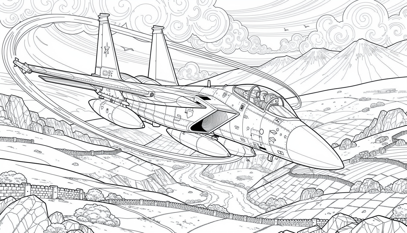 F-15 Eagle Fighter Jet Coloring Page | Free PDF | Colorazen