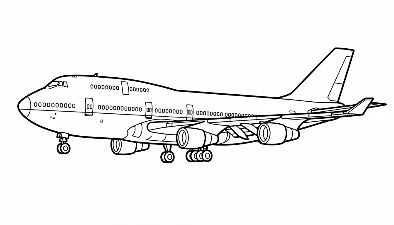 Boeing 747 Jumbo Jet Coloring Page PDF | Free PDF | Colorazen