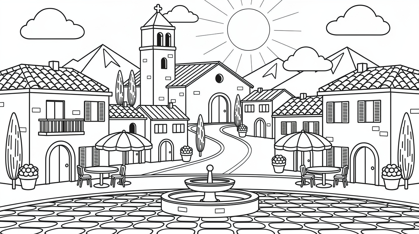 Disegno da Colorare Paese Italiano | PDF Gratuito | Colorazen