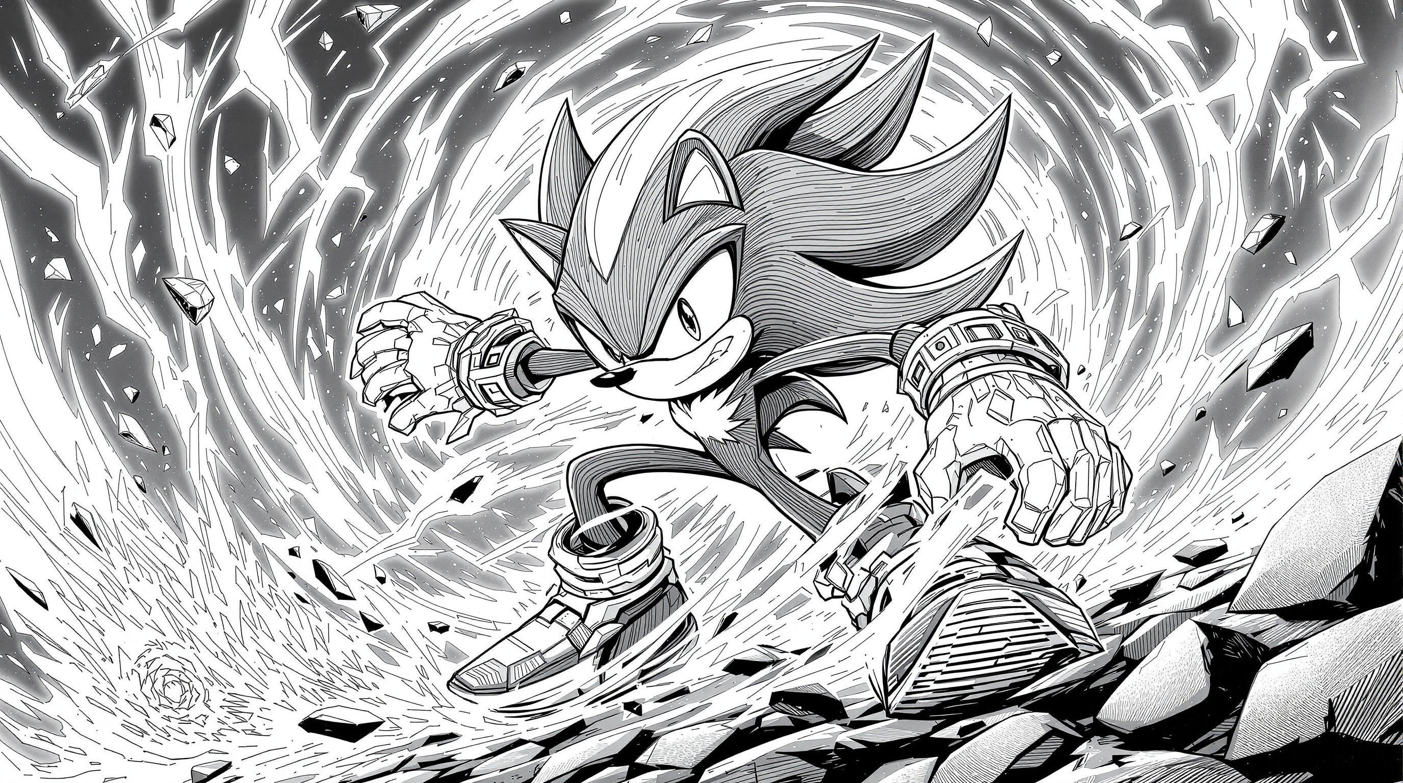 Shadow the Hedgehog Kolorowanka - Szczegółowa Poza Akcji | Colorazen