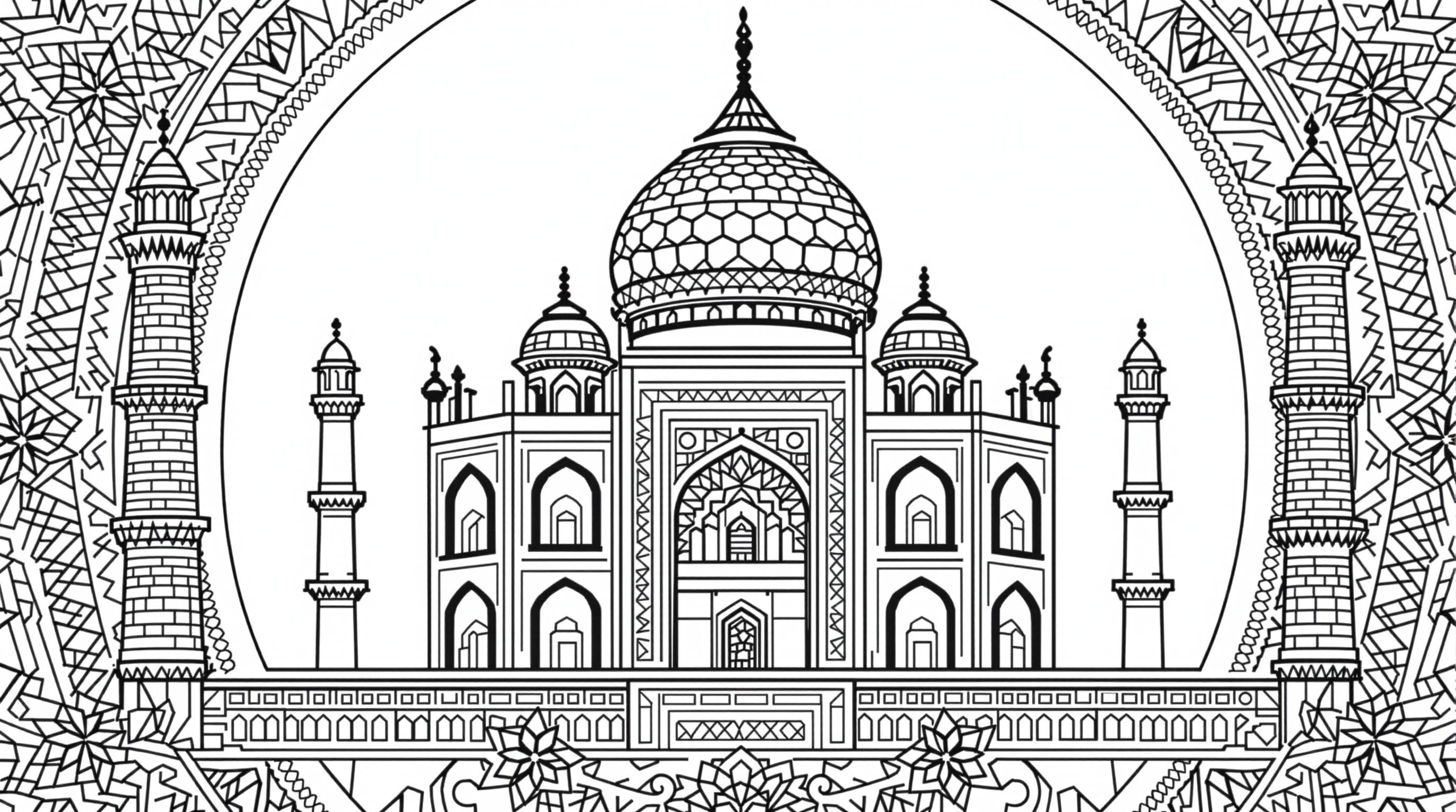 Taj Mahal Mandala Coloring Page | Free PDF | Colorazen