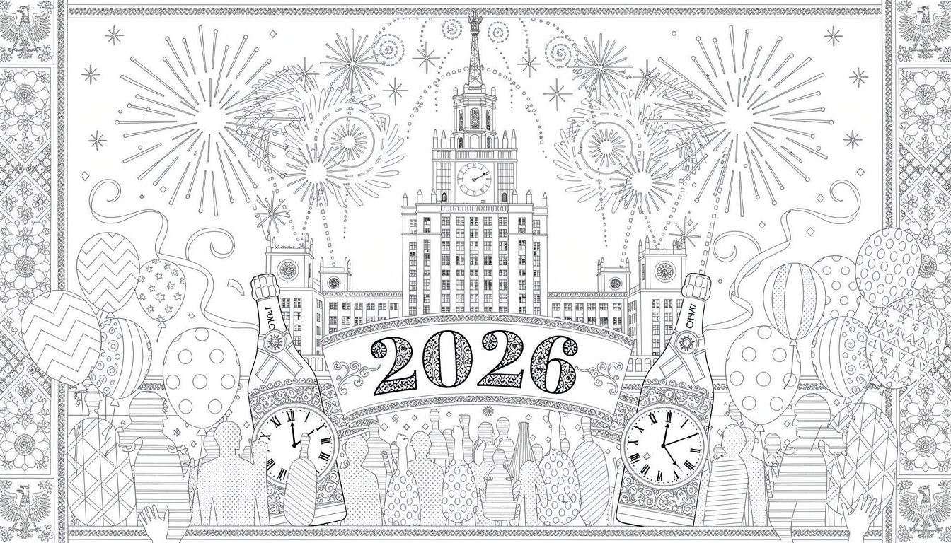 Warschauer Palast Silvester 2026 Ausmalbild | Colorazen
