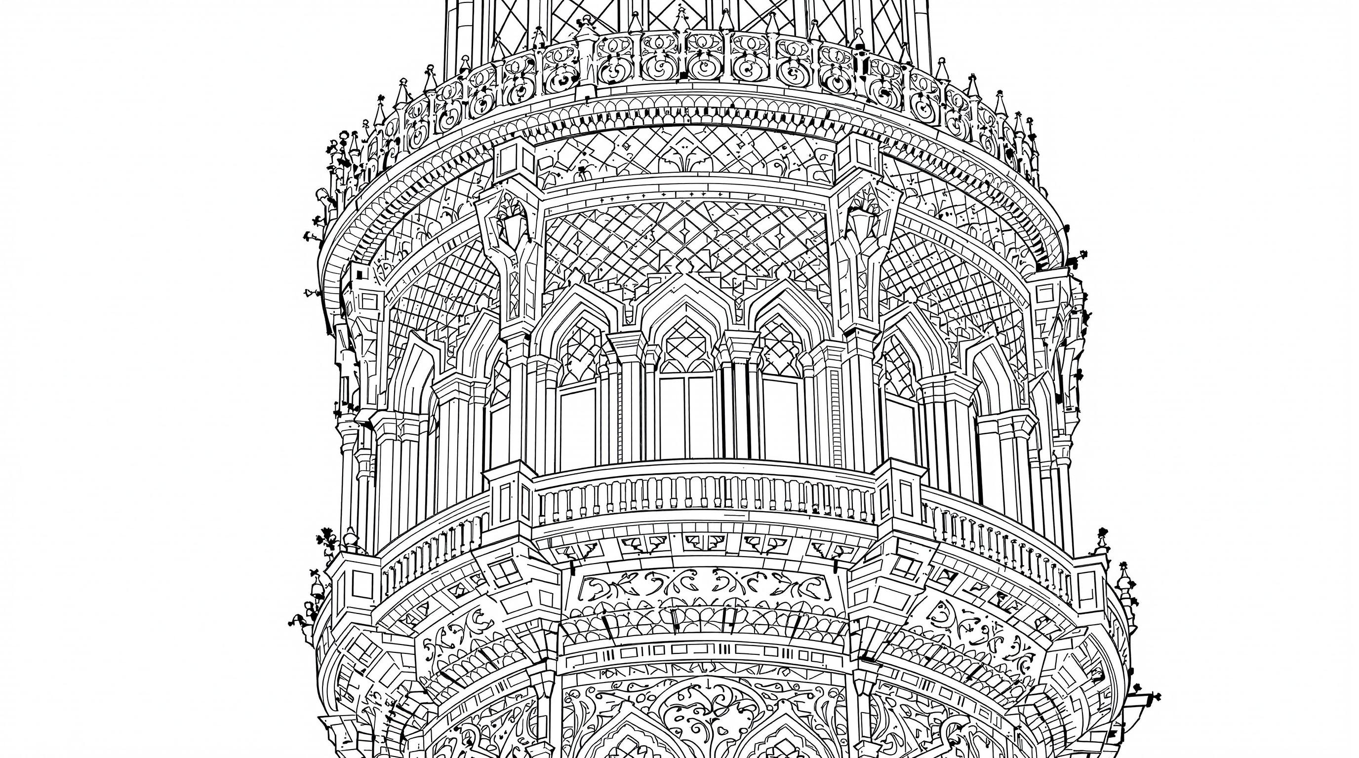 Ottoman Minaret Architecture Coloring Page | Free PDF | Colorazen