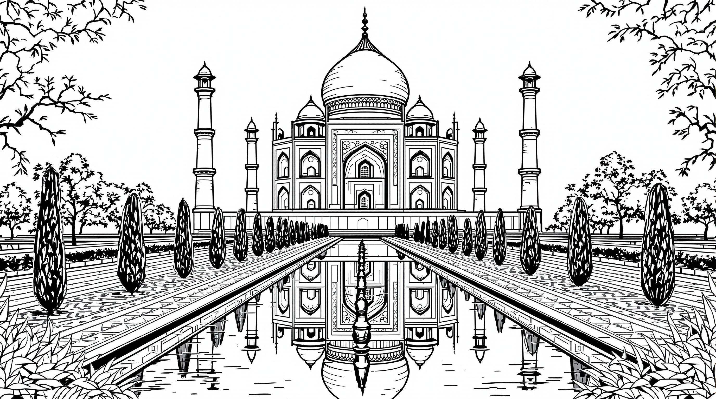 Taj Mahal Odbicie Kolorowanka | Darmowy PDF | Colorazen