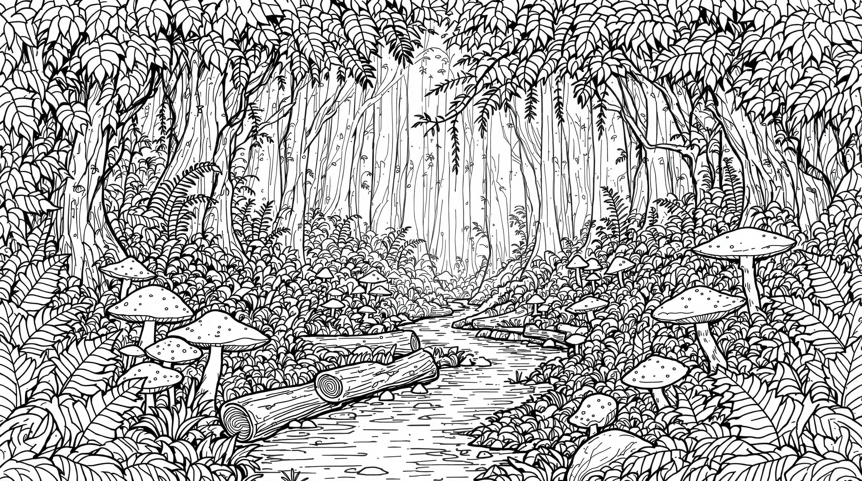 Rainforest Jungle Path Coloring Page | Free PDF | Colorazen
