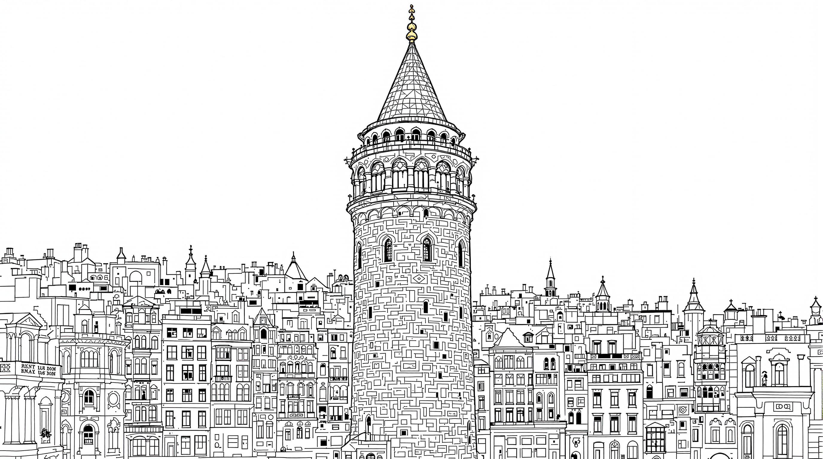 Galata Kulesi İstanbul Boyama | Ücretsiz PDF | Colorazen