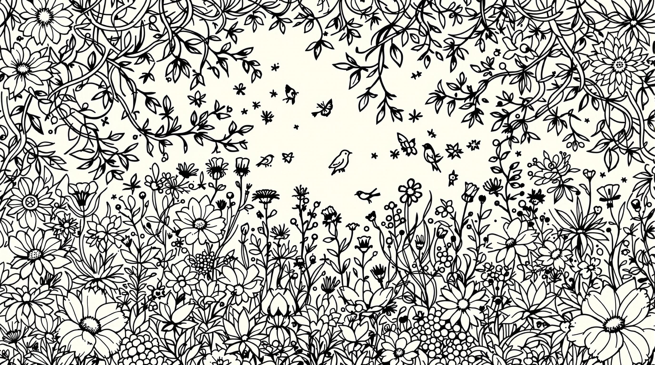 Spring Garden with Butterflies Coloring Page | Free PDF | Colorazen