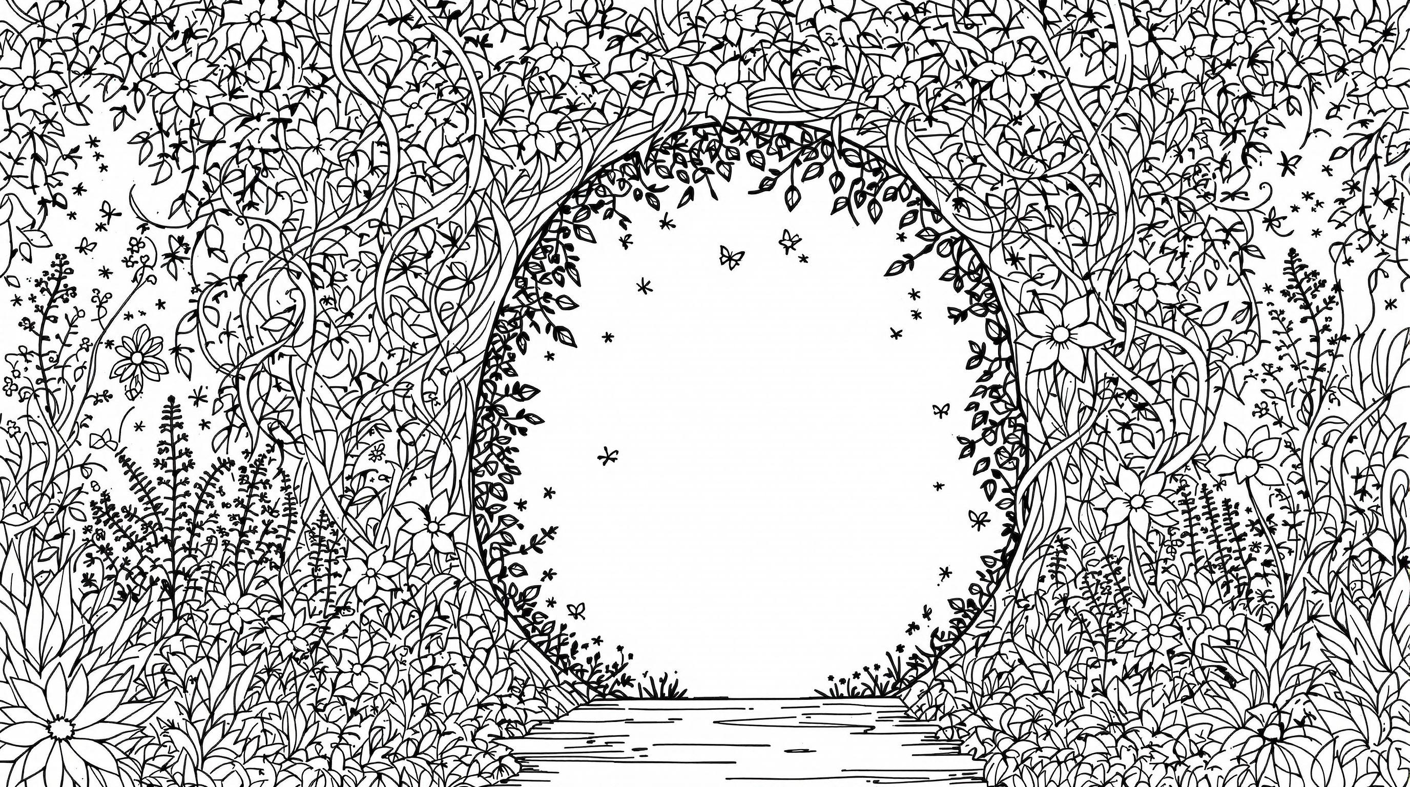 Página para Colorear: Arco de Jardín Encantado con Hadas y Detalles ...