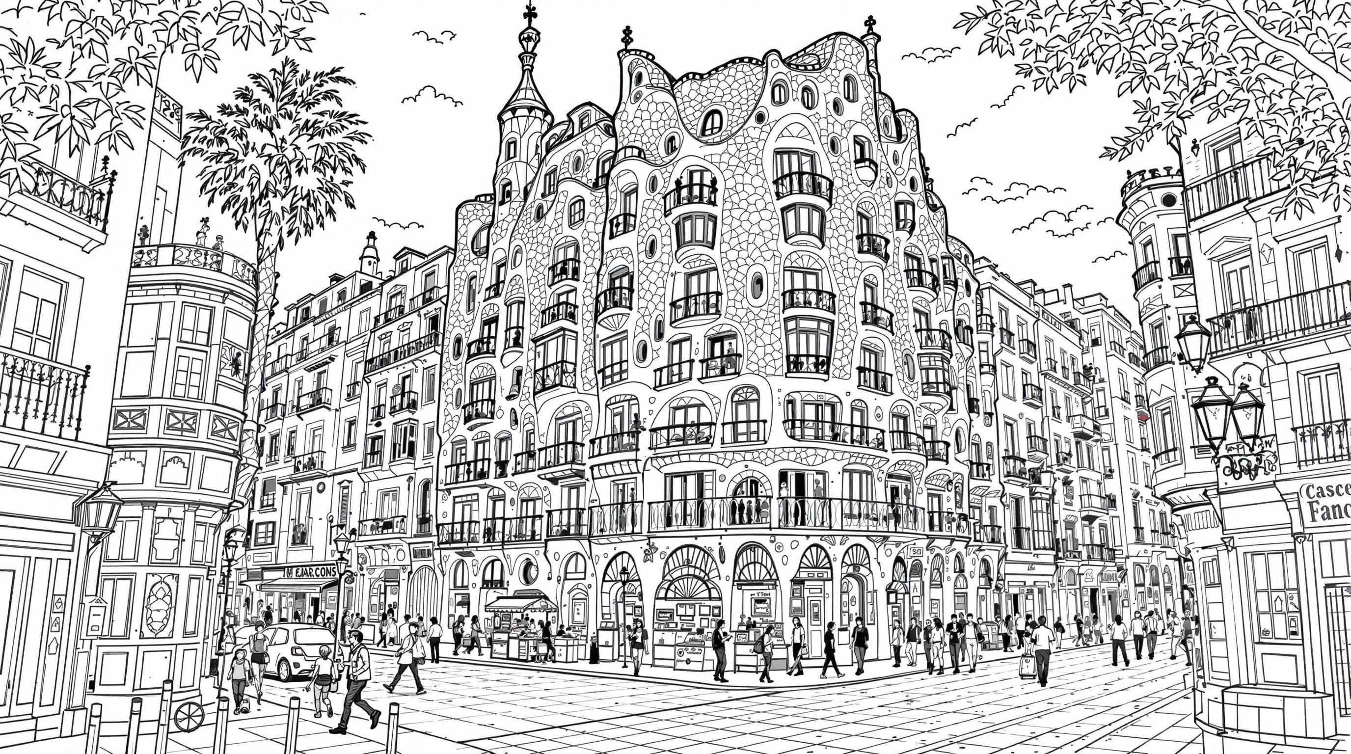 Coloriage Casa Batlló Barcelone | Art Architectural Détaillé | Colorazen