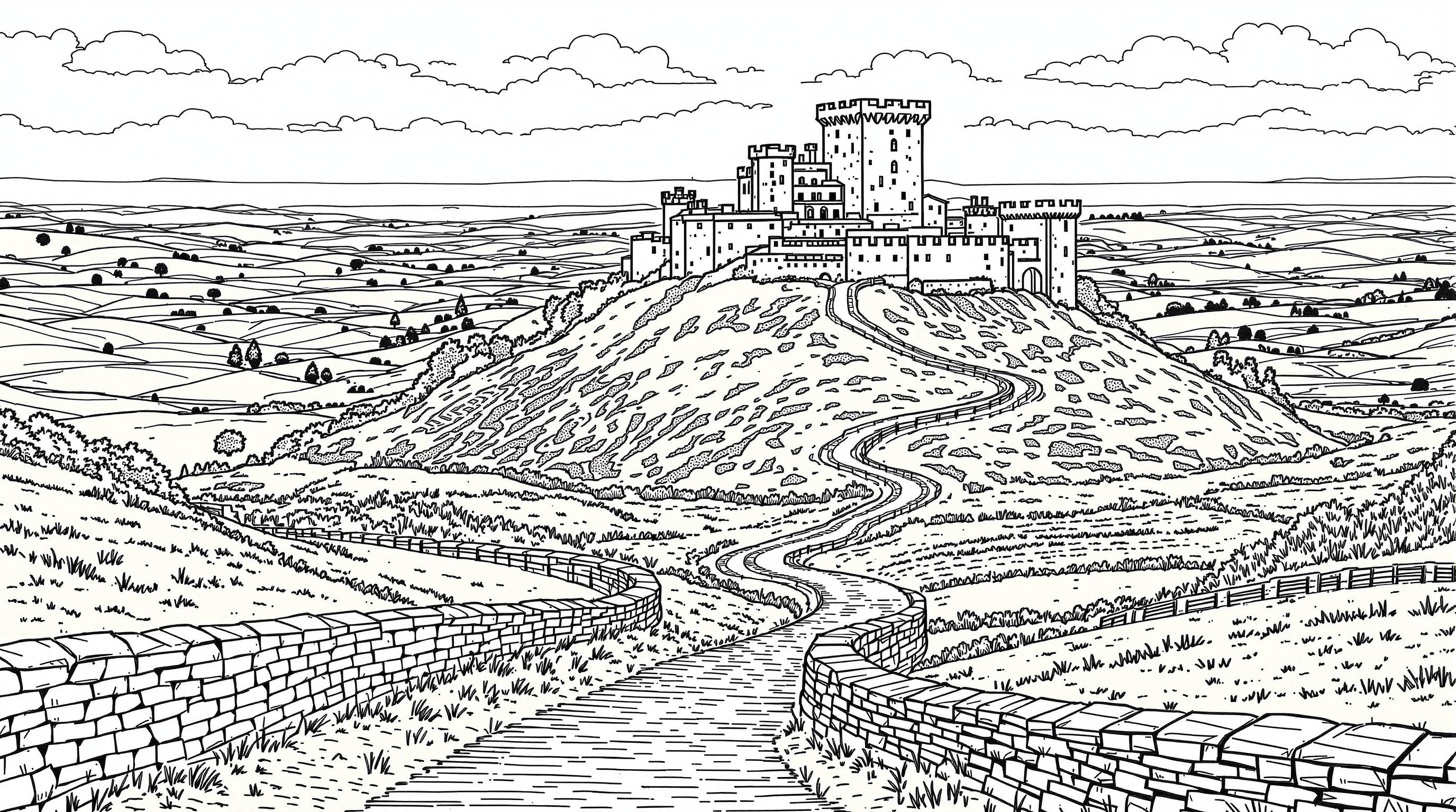 Irish Castle Landscape Coloring Page | Free PDF | Colorazen