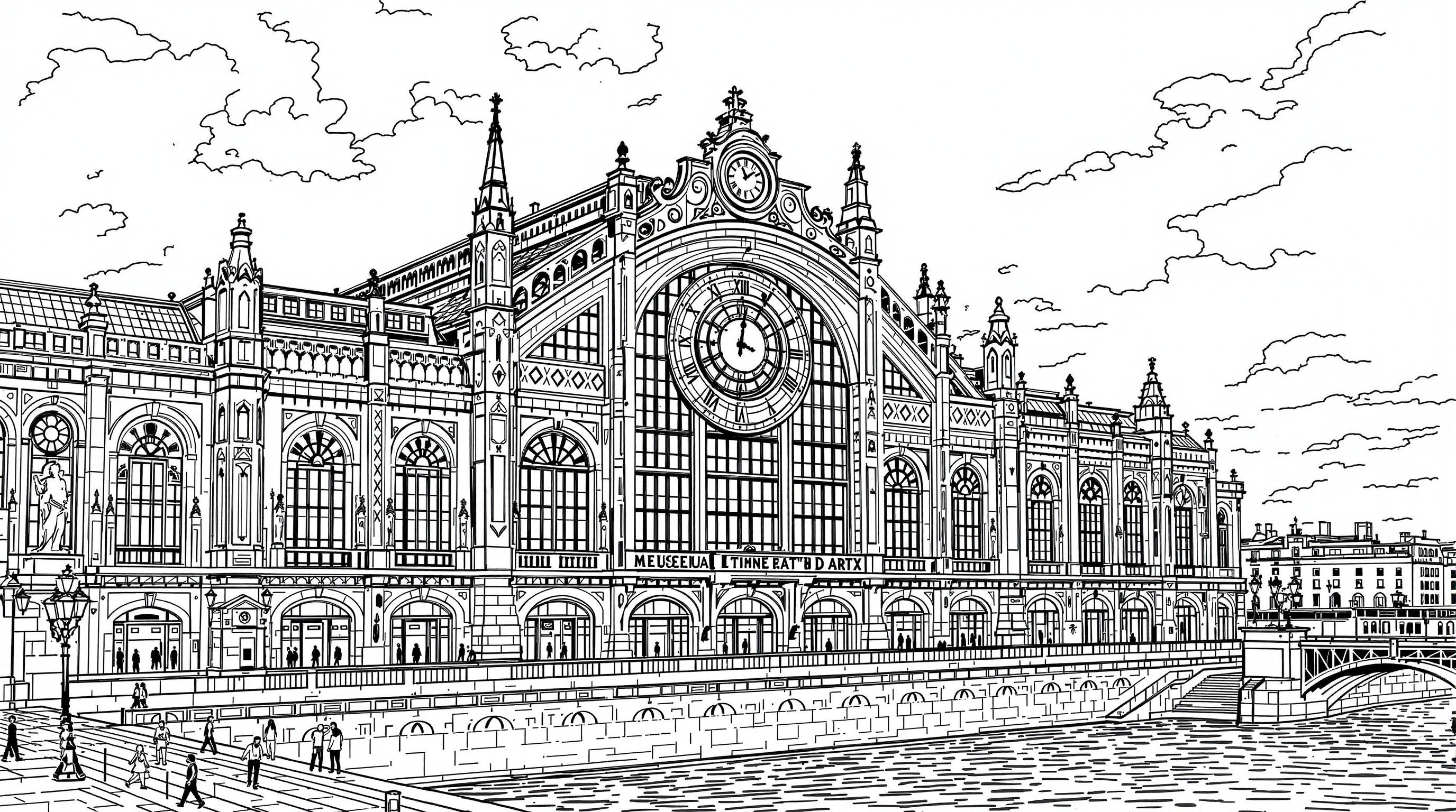 Página para Colorear del Museo de Orsay París | Dibujo Histórico ...
