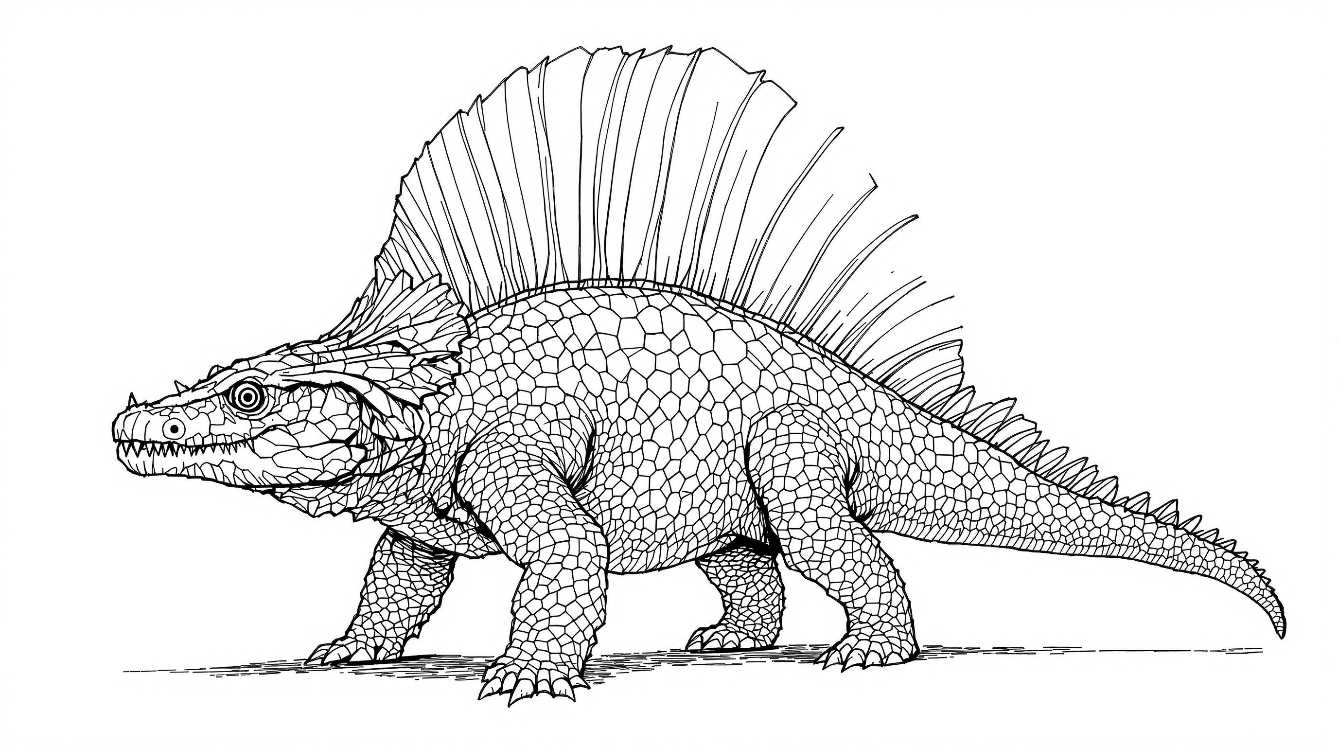 Dimetrodon Coloring Page - Detailed Prehistoric Animal Drawing | Colorazen