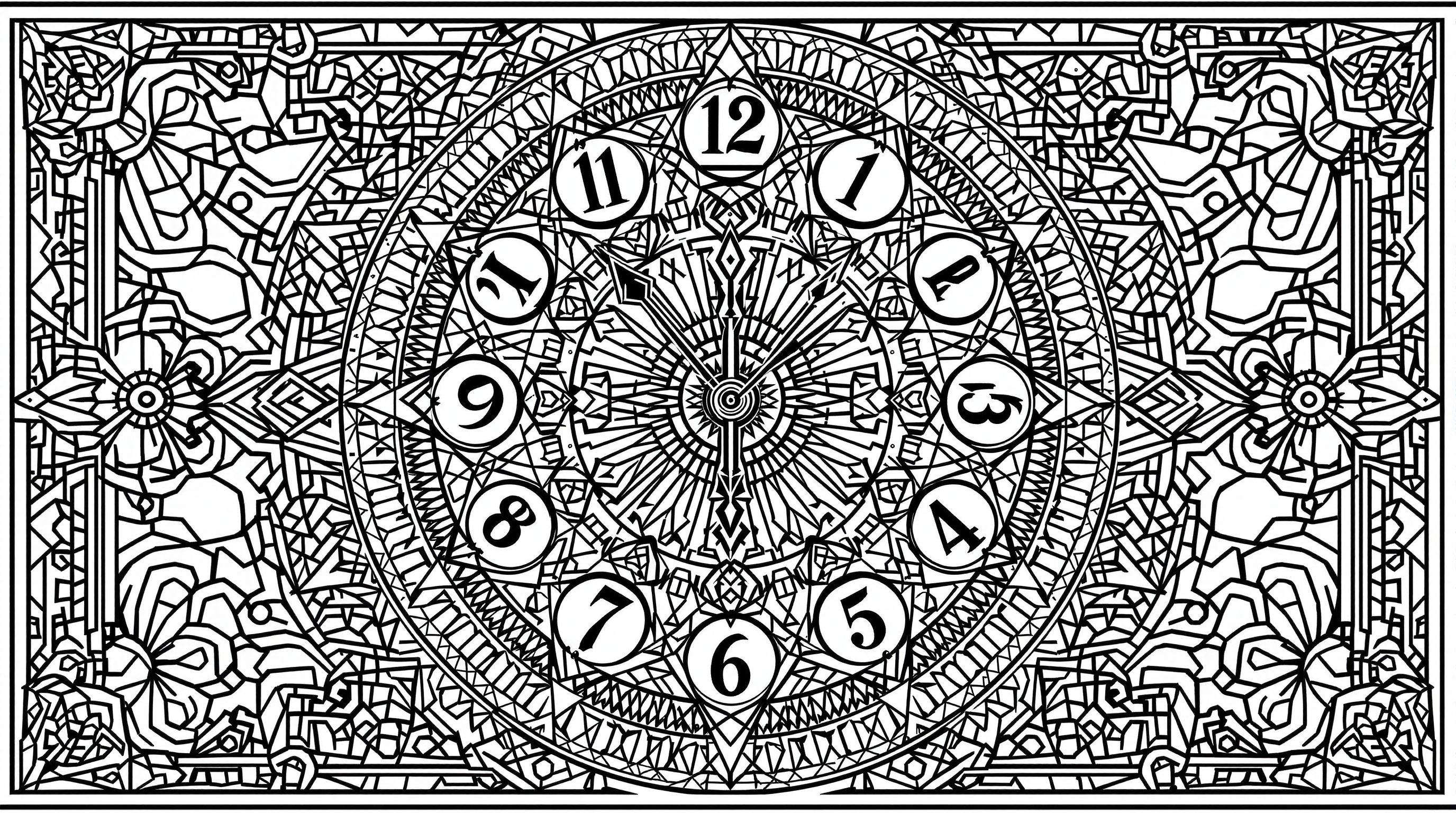 Art Deco Clock Face Coloring Page | Geometric Adult Coloring Sheet ...
