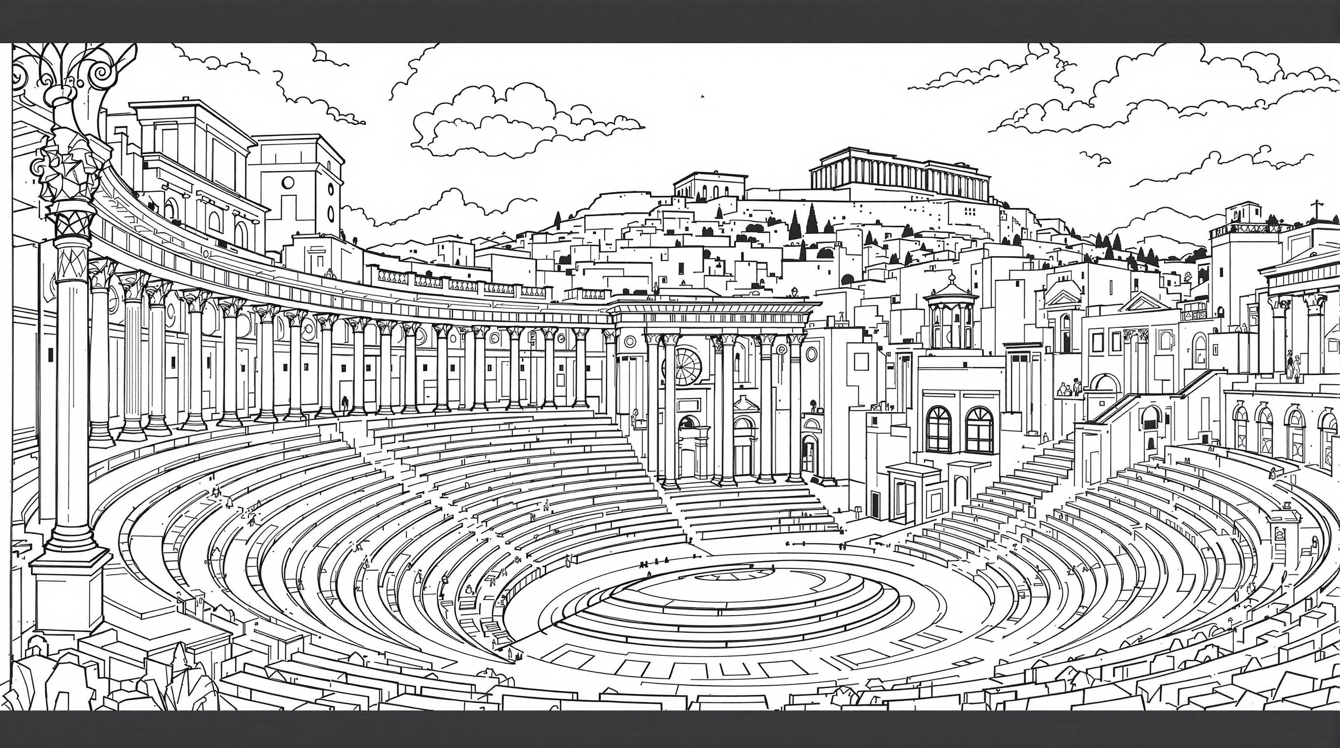 Odeon of Herodes Atticus Coloring Page - Ancient Greek Theater Athens ...