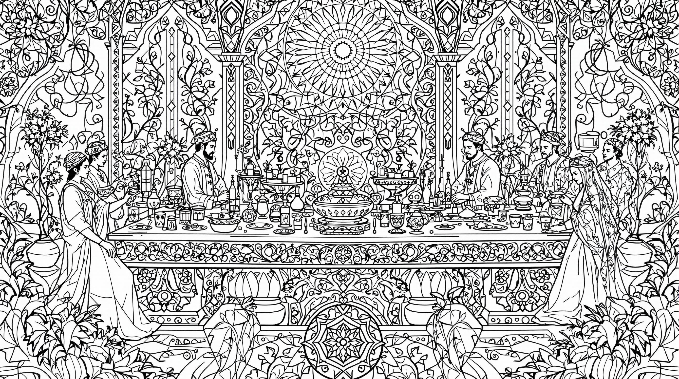 Persian Nowruz Celebration & Haft-sin Table Coloring Page | Spring ...