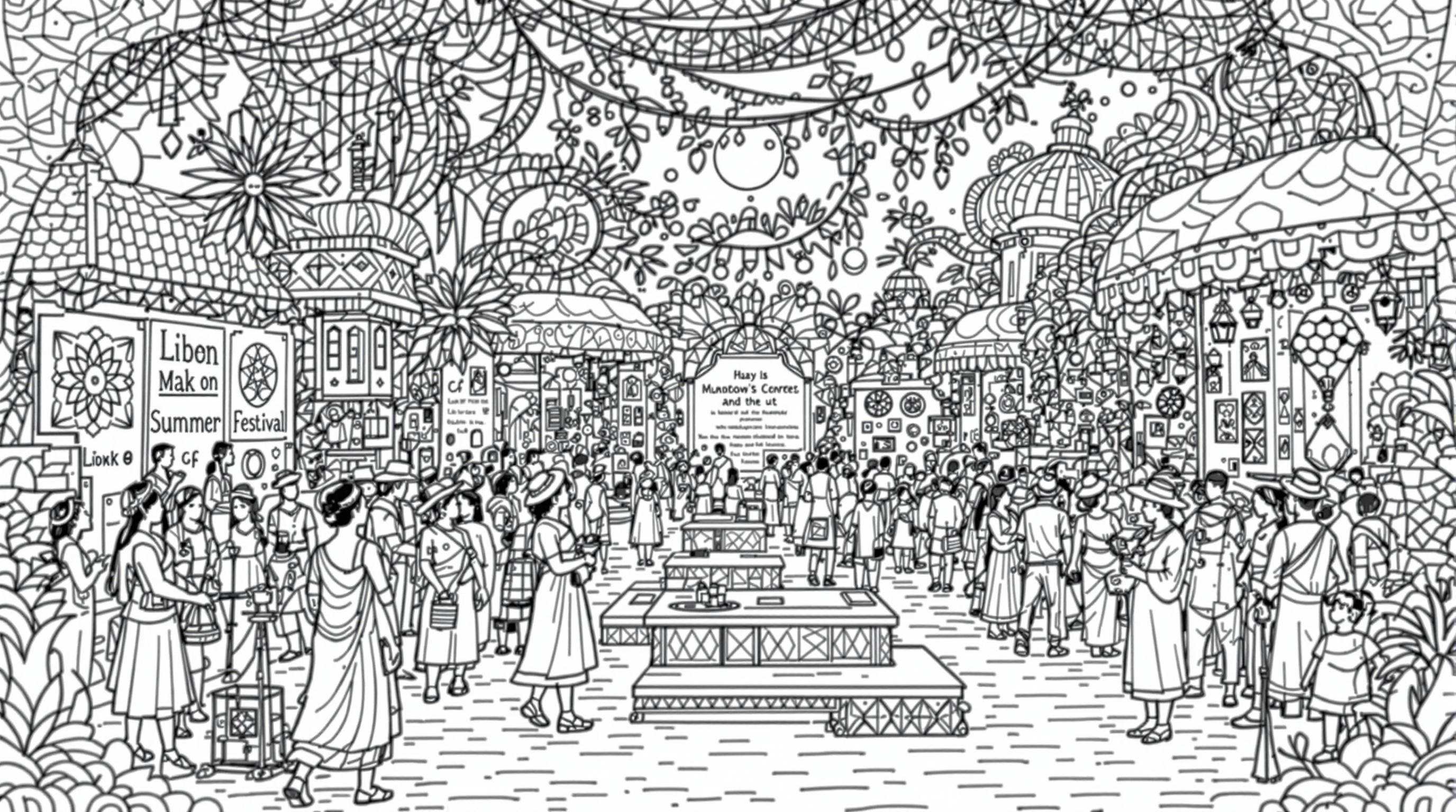 Summer Festival Cultural Celebration Coloring Page | Traditional Folk ...